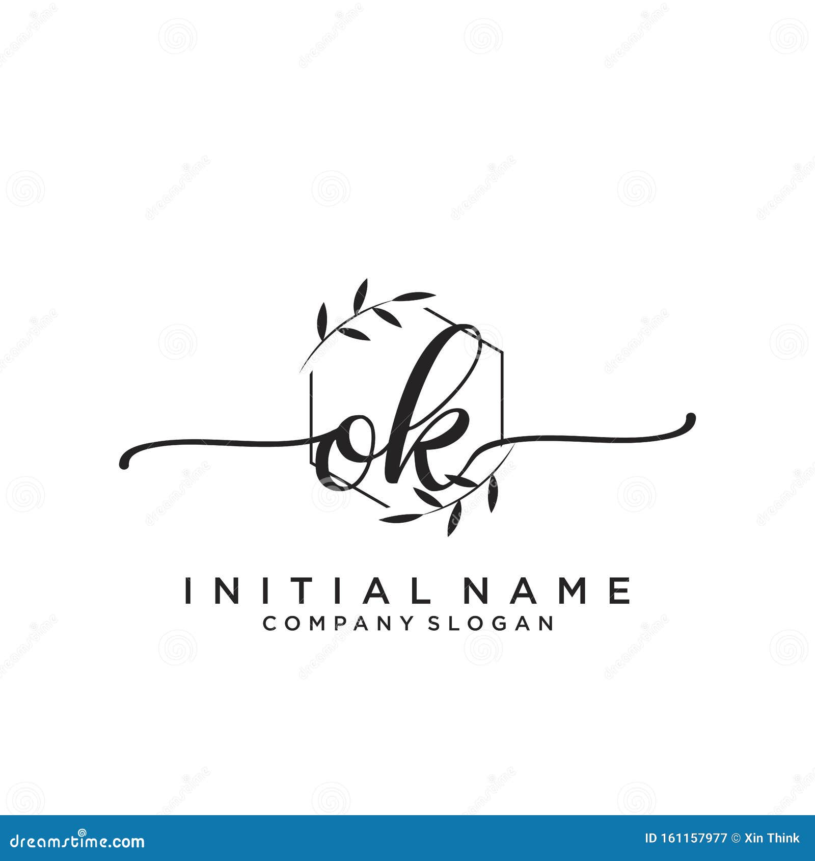 OK Letter Initial Beauty Monogram and Elegant Logo Design, Handwriting ...