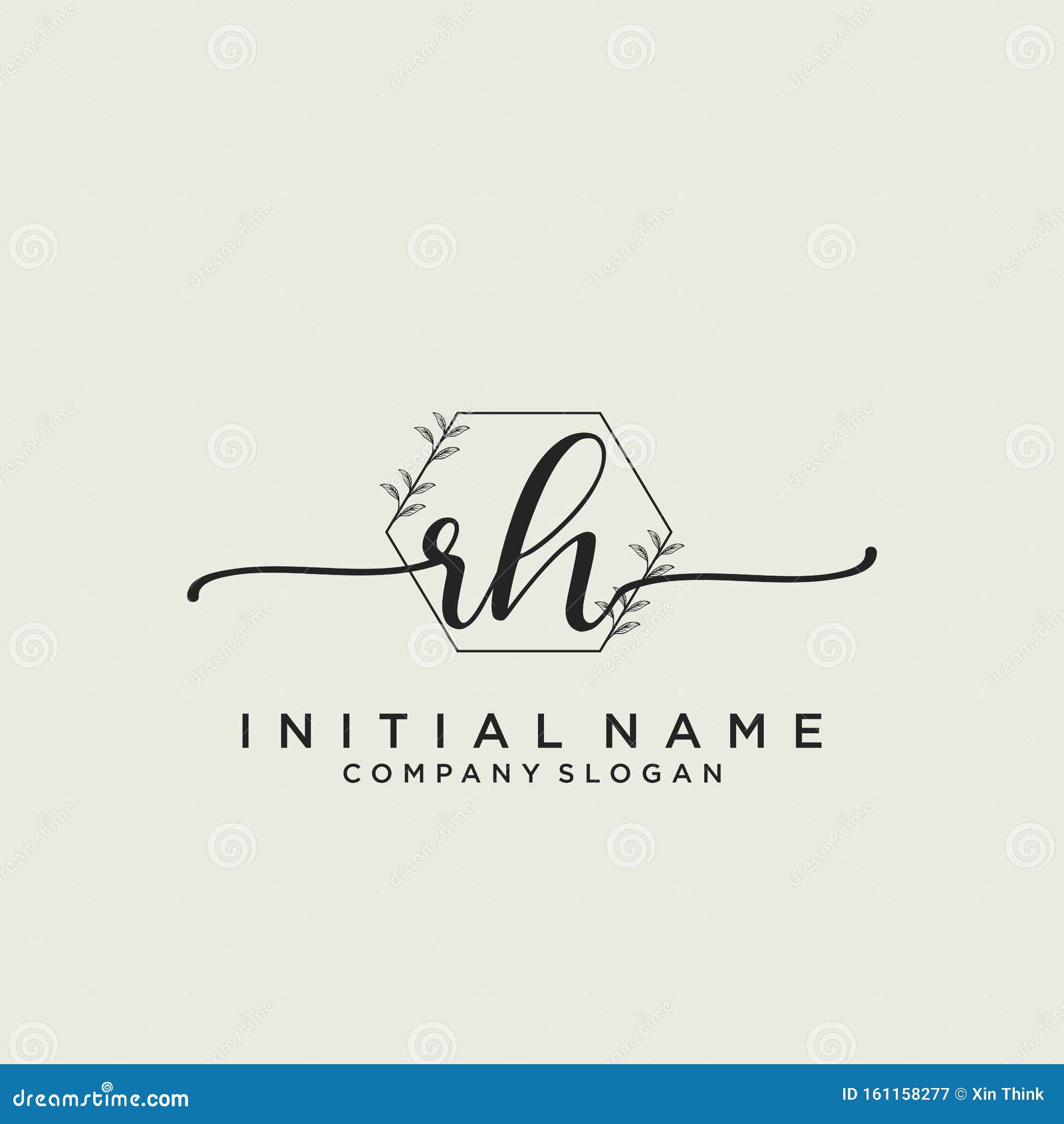 RH Letter Initial Beauty Monogram and Elegant Logo Design, Handwriting ...