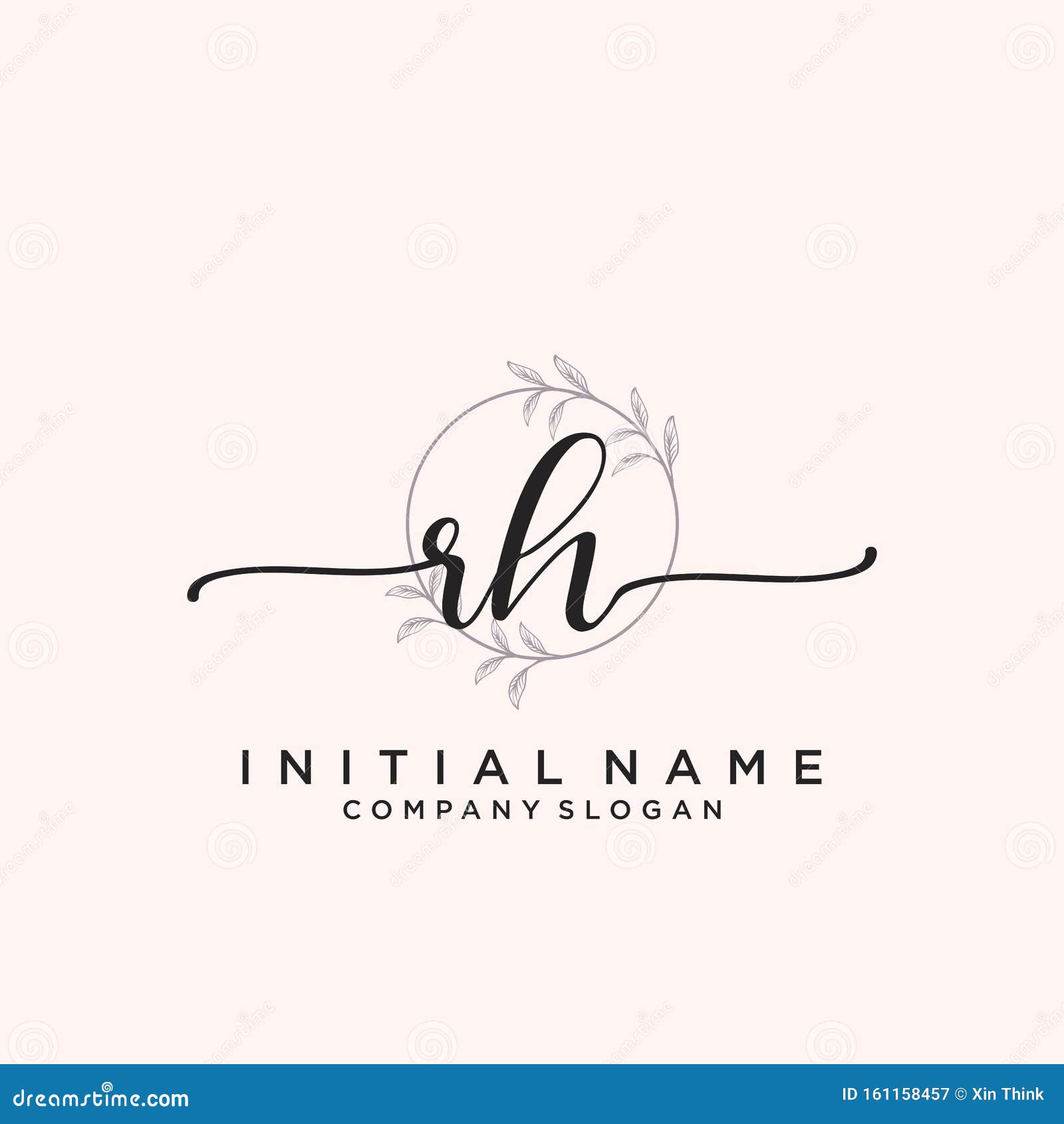 RH Letter Initial Beauty Monogram and Elegant Logo Design, Handwriting ...