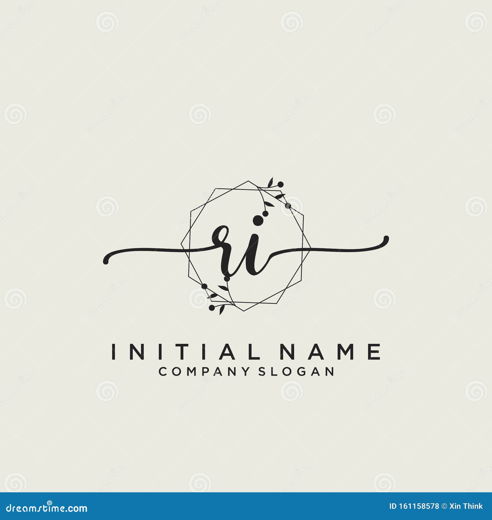 RI Letter Initial Beauty Monogram and Elegant Logo Design, Handwriting ...