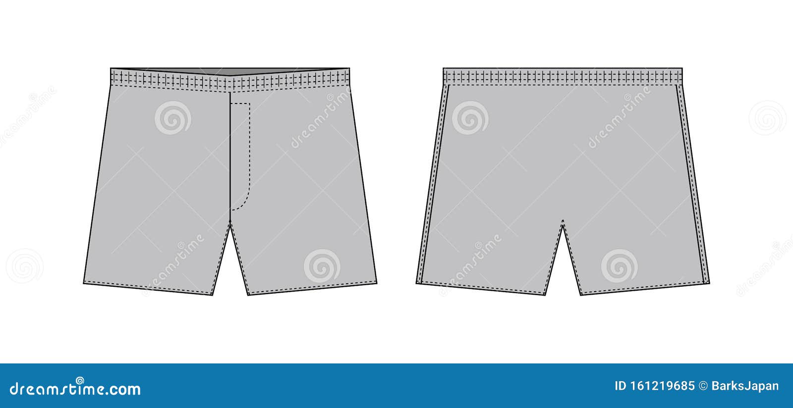 Men`s Boxers , Boxer Shorts , Trunks Template Illustration / Gray Stock ...