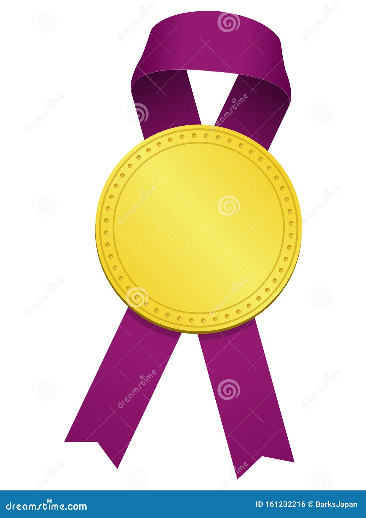 Ribbon and Gold Medal Template Illustration / Purple Stock Vector ...