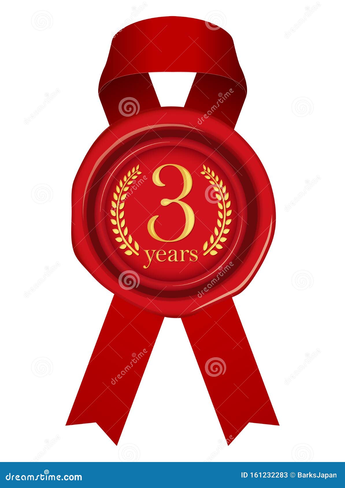Sealing Wax , Stamp and Ribbon Illustration / 3 Years Anniversary Stock ...