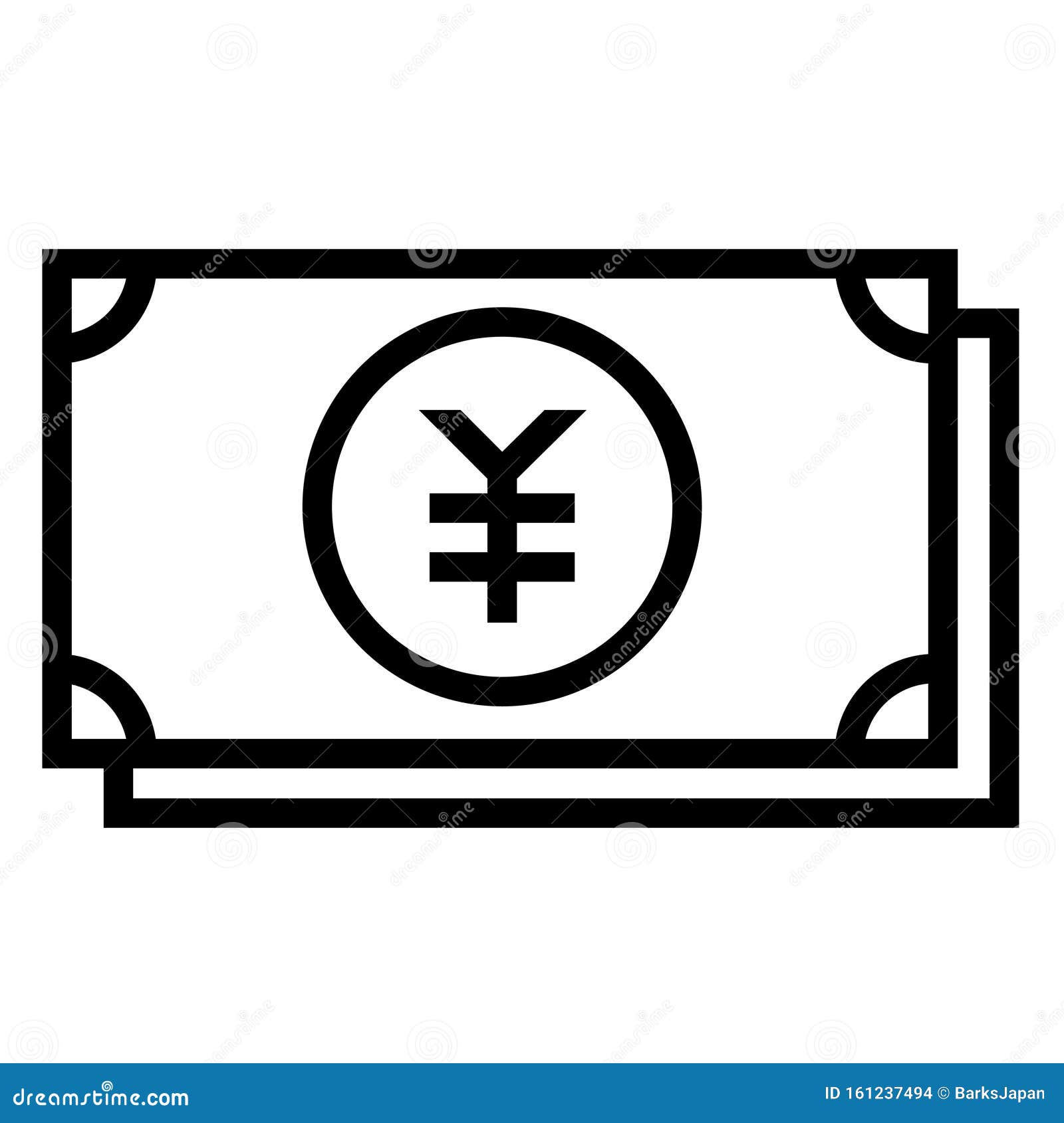 Thin Line Sharp Vector Icon / Money, Bill, Payment, Japanese Yen Stock ...