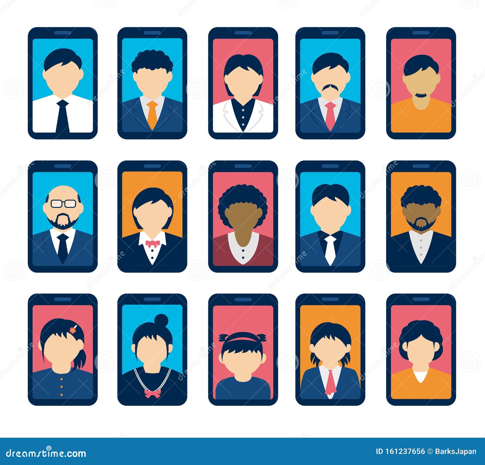 Smartphone Video Call Vector Illustration Set Stock Vector ...