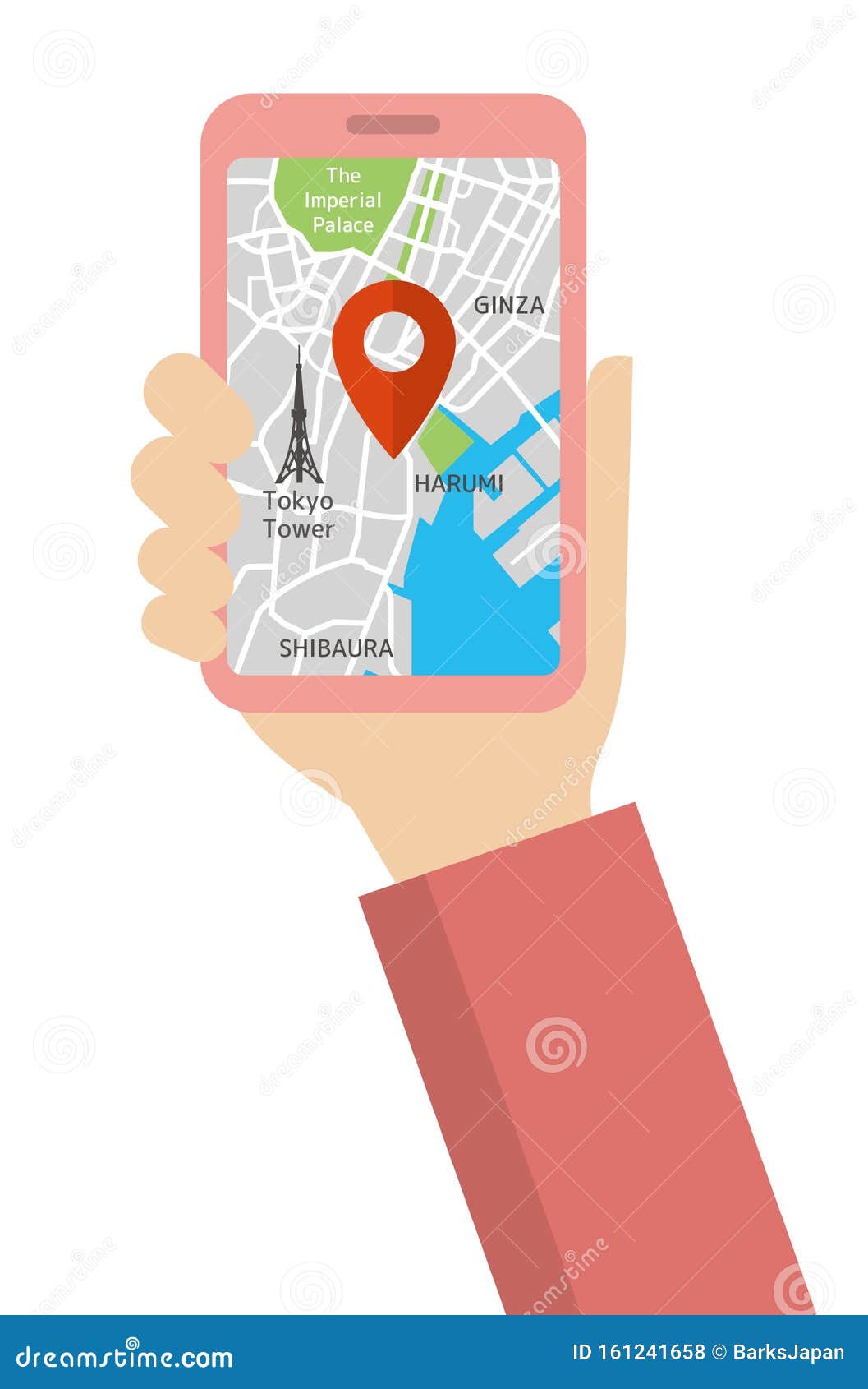 Hand Holding Smartphone / Map Application Stock Vector - Illustration ...