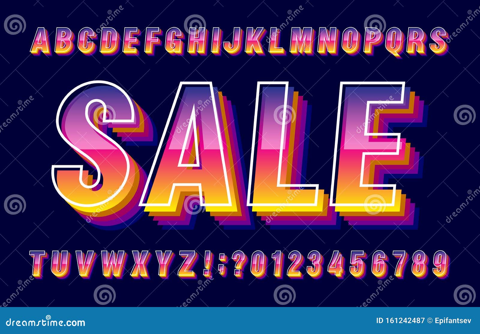 Sale Alphabet Font. Shiny Effect Letters, Numbers and Symbols Stock ...