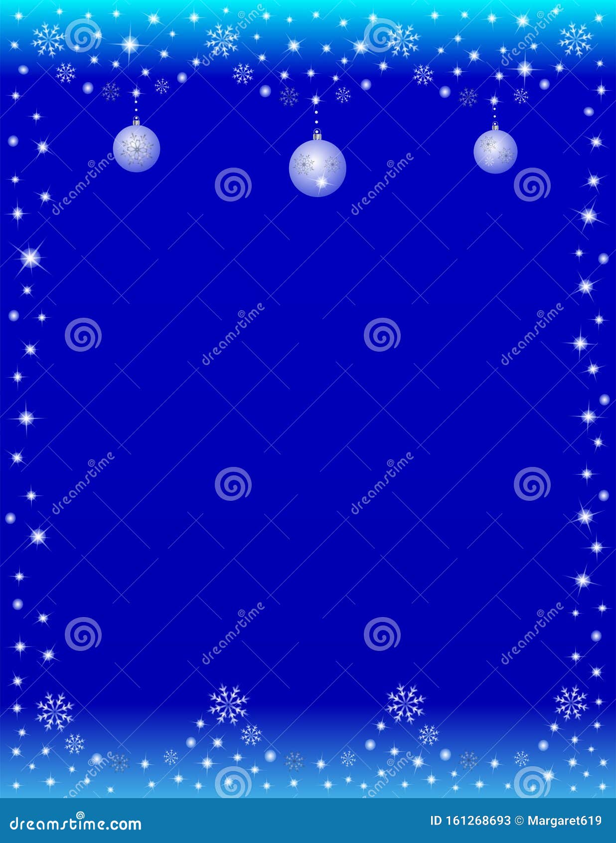 Blue Winter Holiday Background with Christmas Ornaments . Stock Vector ...