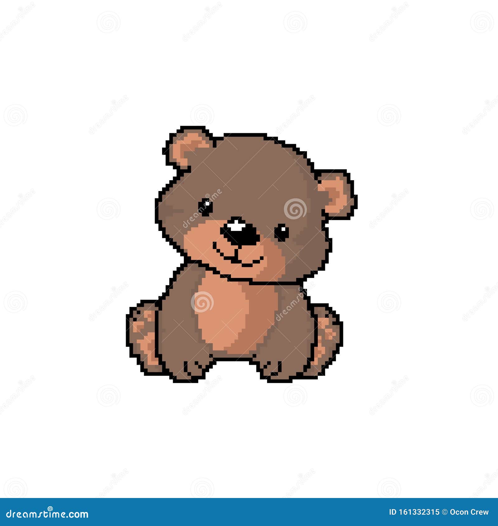 Pixel Teddy Bear.8bit Doll.character. Cartoon Vector | CartoonDealer ...