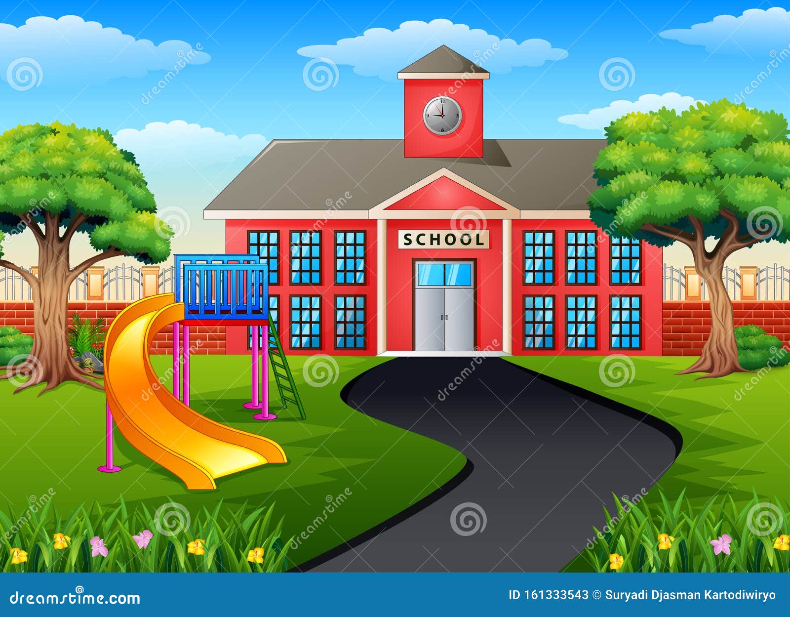 Printable Cartoon School Building