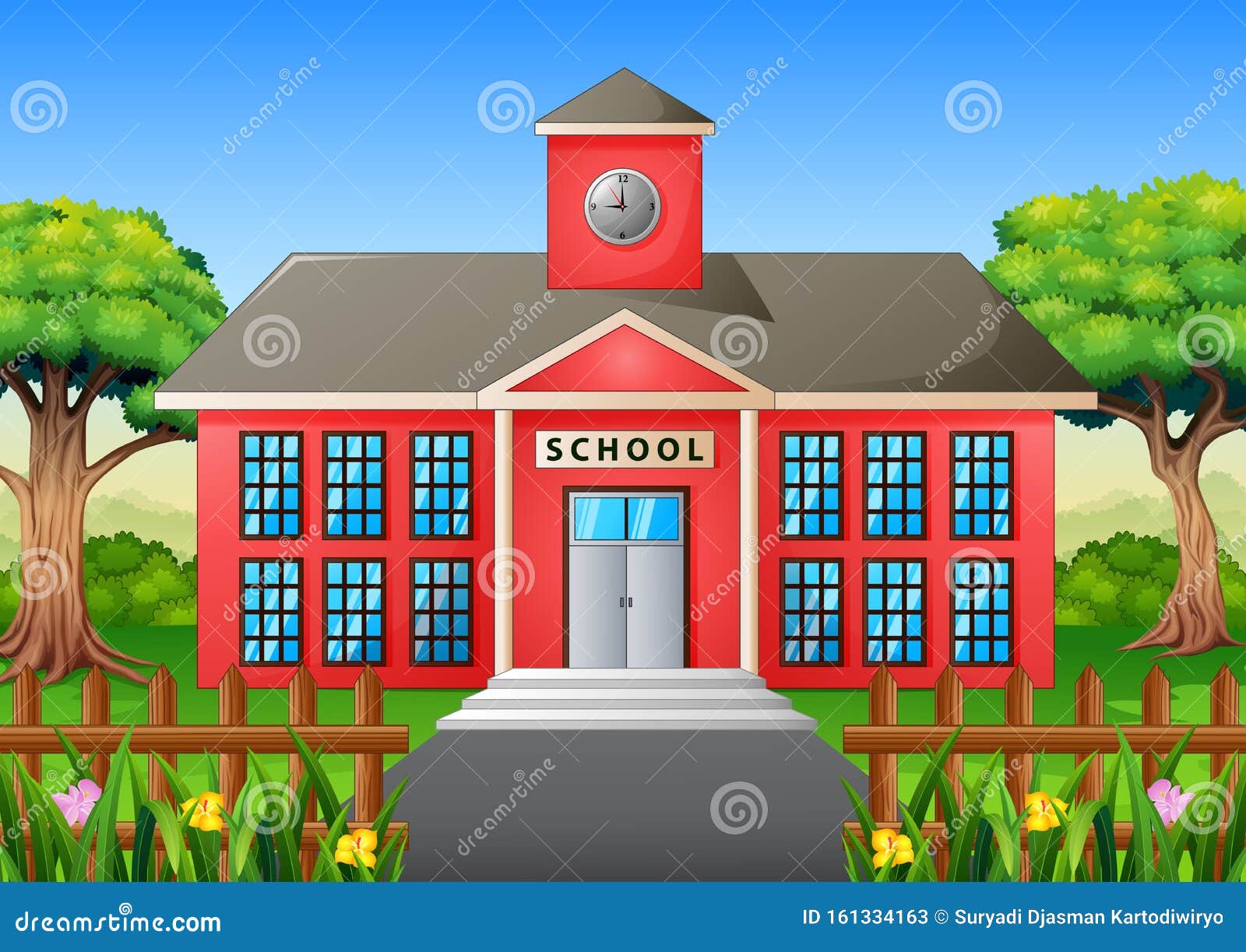 Printable Cartoon School Building