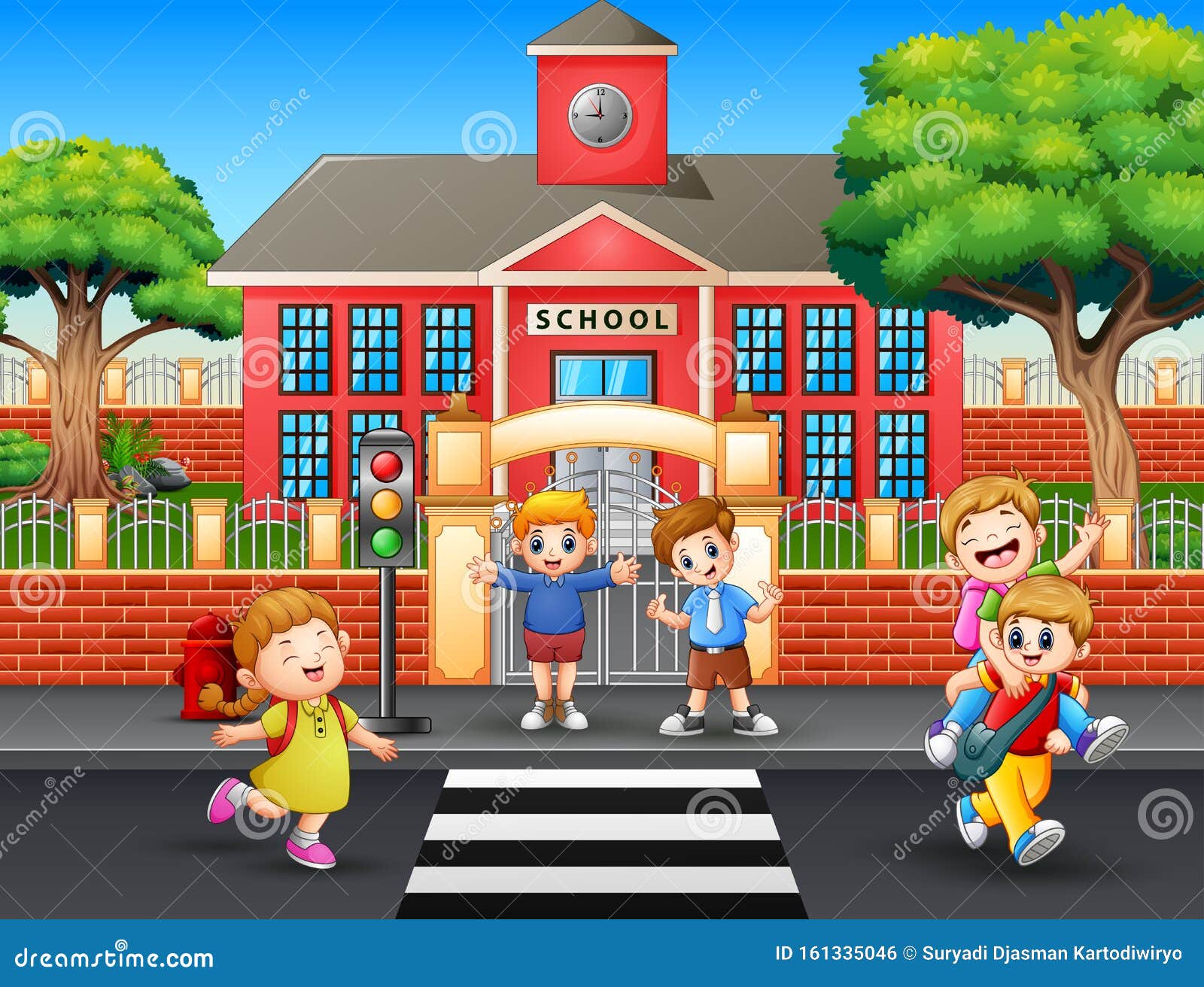 Happy Students Going Home after School Stock Vector - Illustration of ...