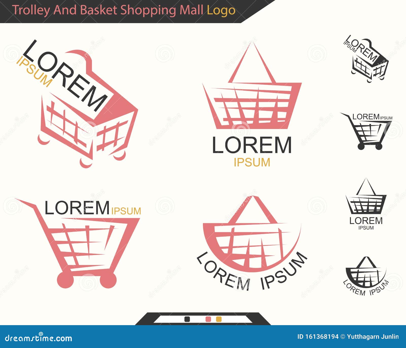 Trolley and Basket Shopping Mall Logo - Vector Stock Vector ...
