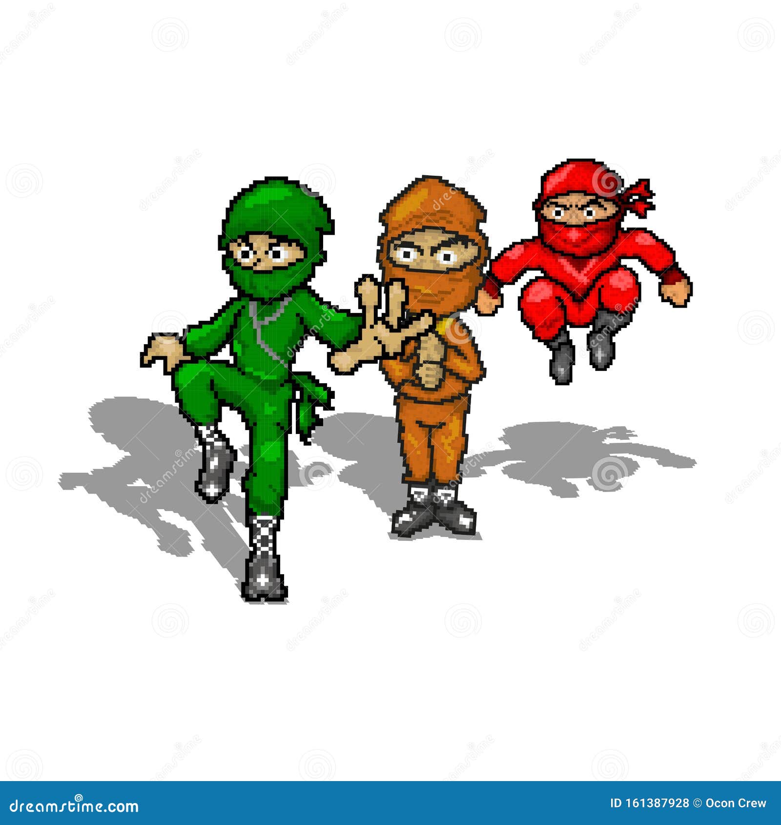 Print Pixel Art Ninja Character . Cartoon Red Ninja 8 Bit , Classic ...