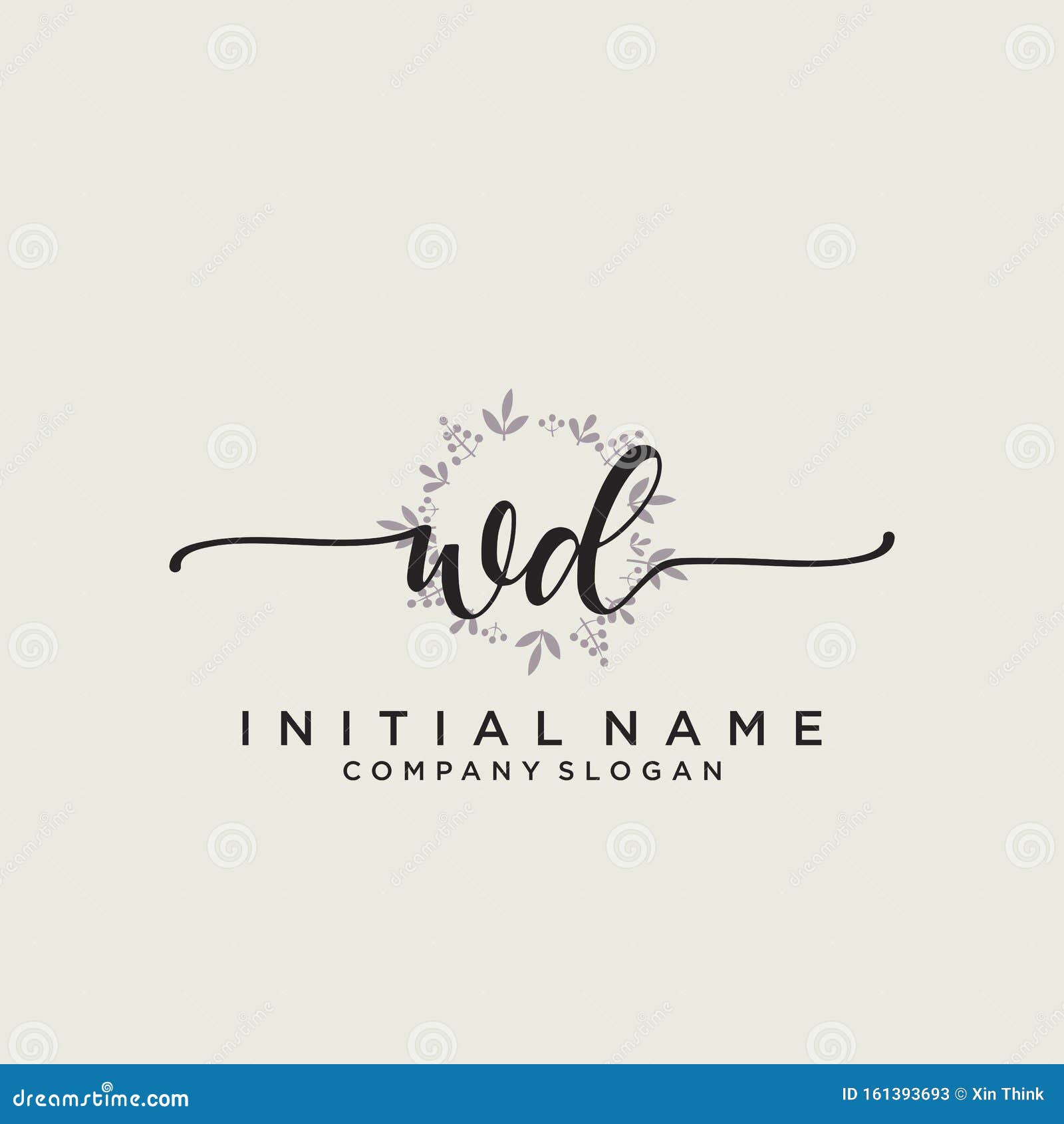 WD Letter Initial Beauty Monogram and Elegant Logo Design, Handwriting ...