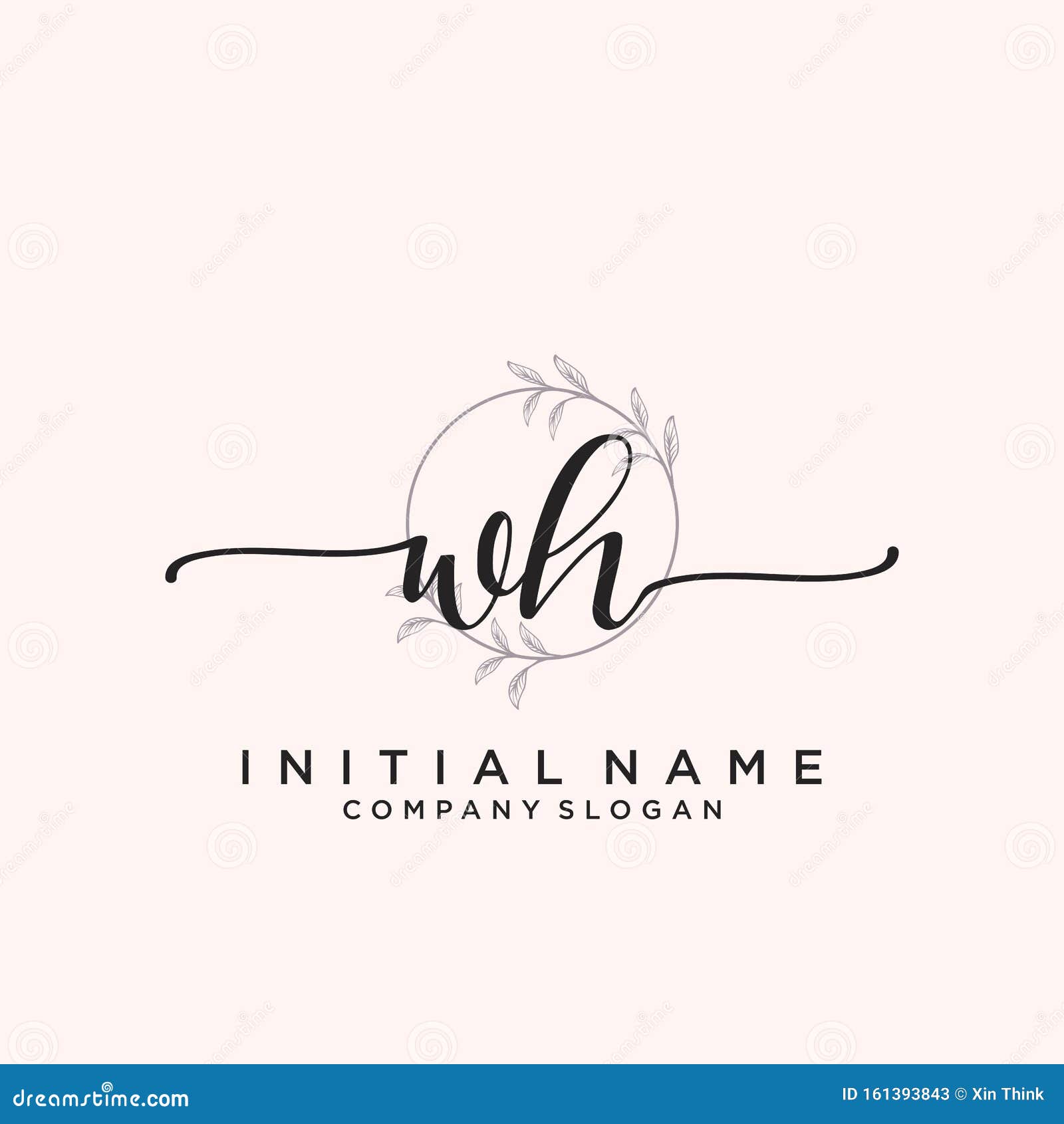 WH Letter Initial Beauty Monogram and Elegant Logo Design, Handwriting ...