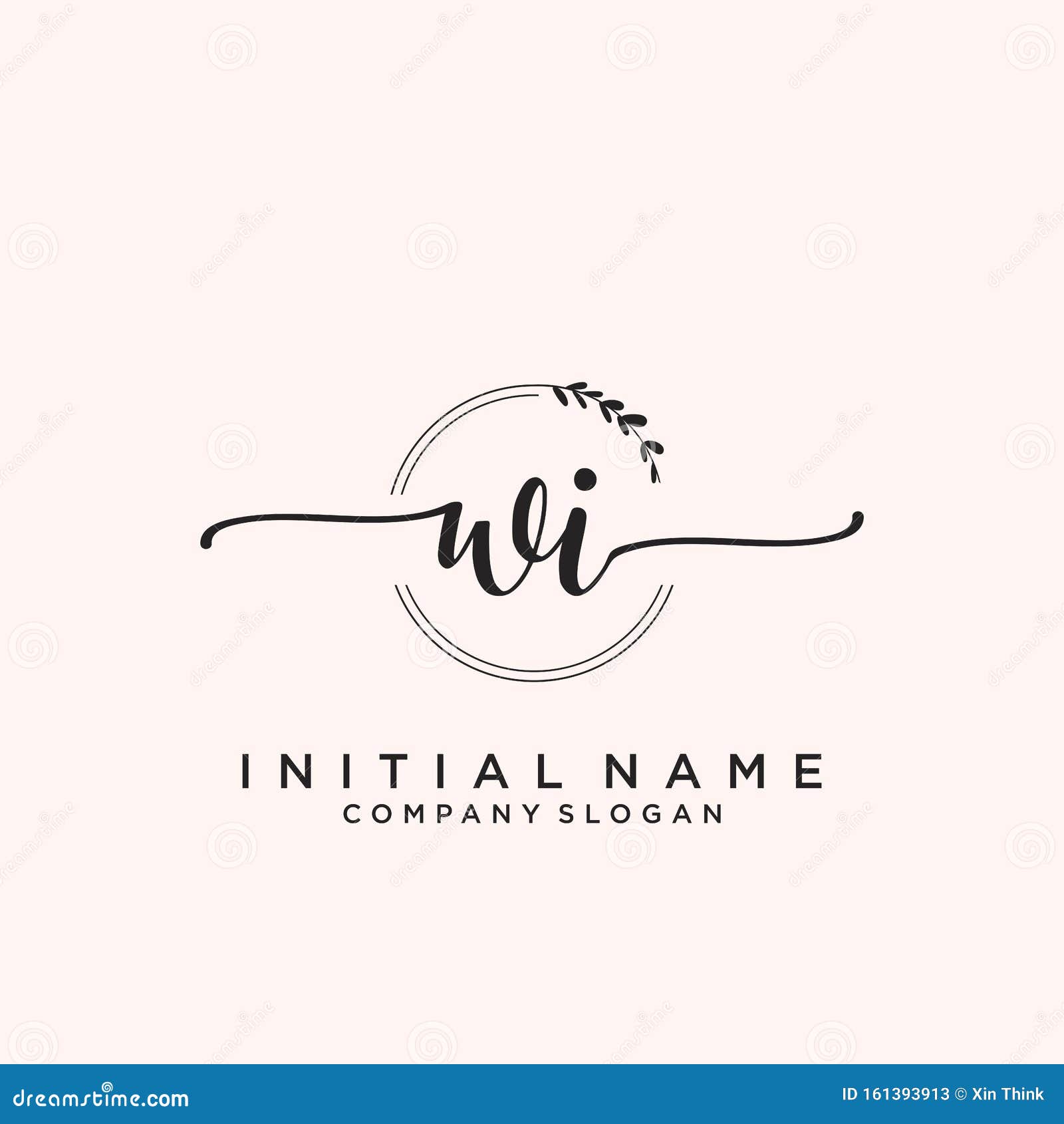 WI Letter Initial Beauty Monogram and Elegant Logo Design, Handwriting ...
