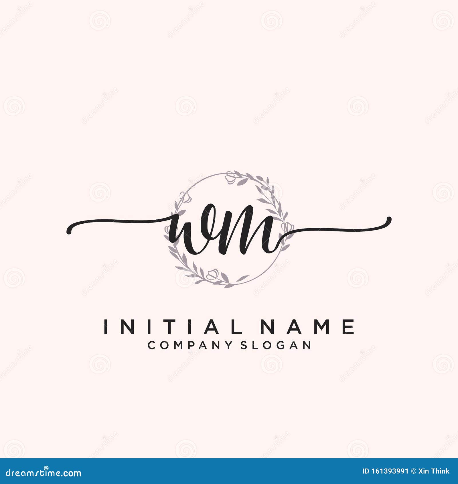 WM Letter Initial Beauty Monogram and Elegant Logo Design, Handwriting ...