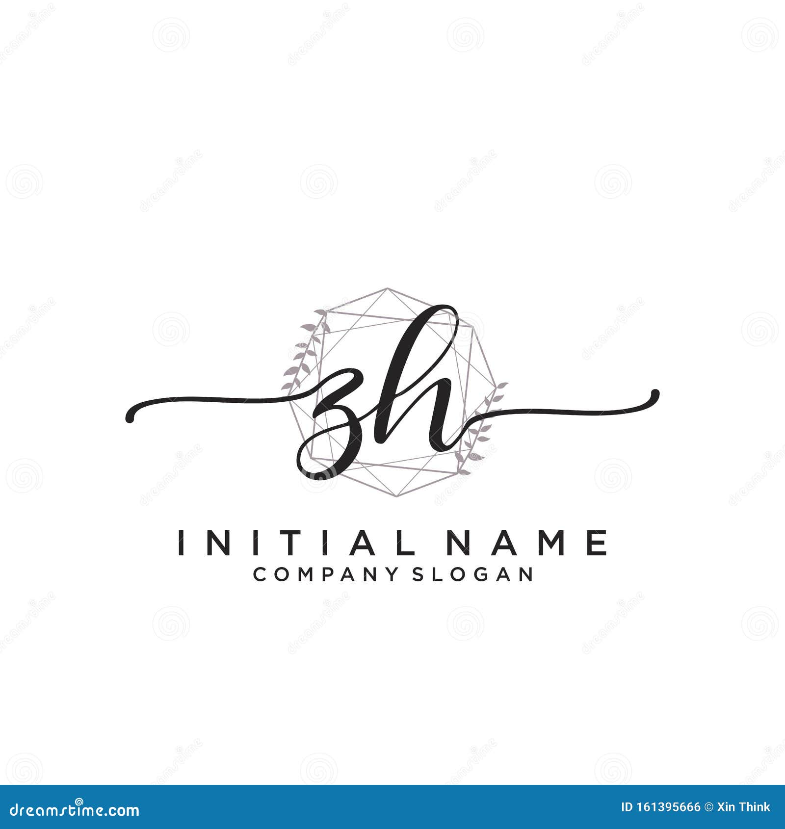 ZH Letter Initial Beauty Monogram and Elegant Logo Design, Handwriting ...