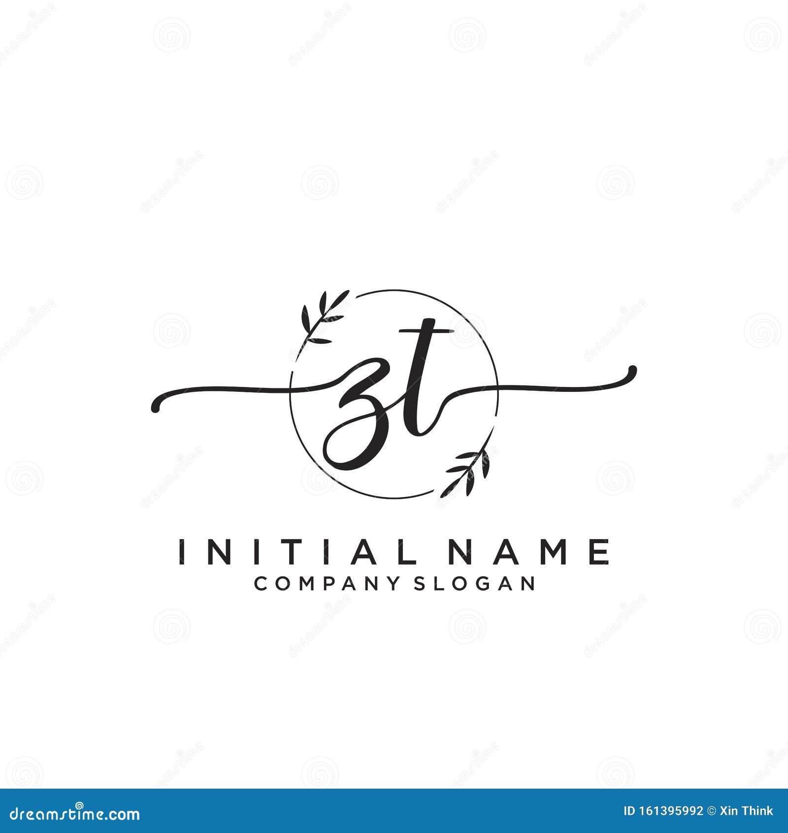ZT Letter Initial Beauty Monogram and Elegant Logo Design, Handwriting ...
