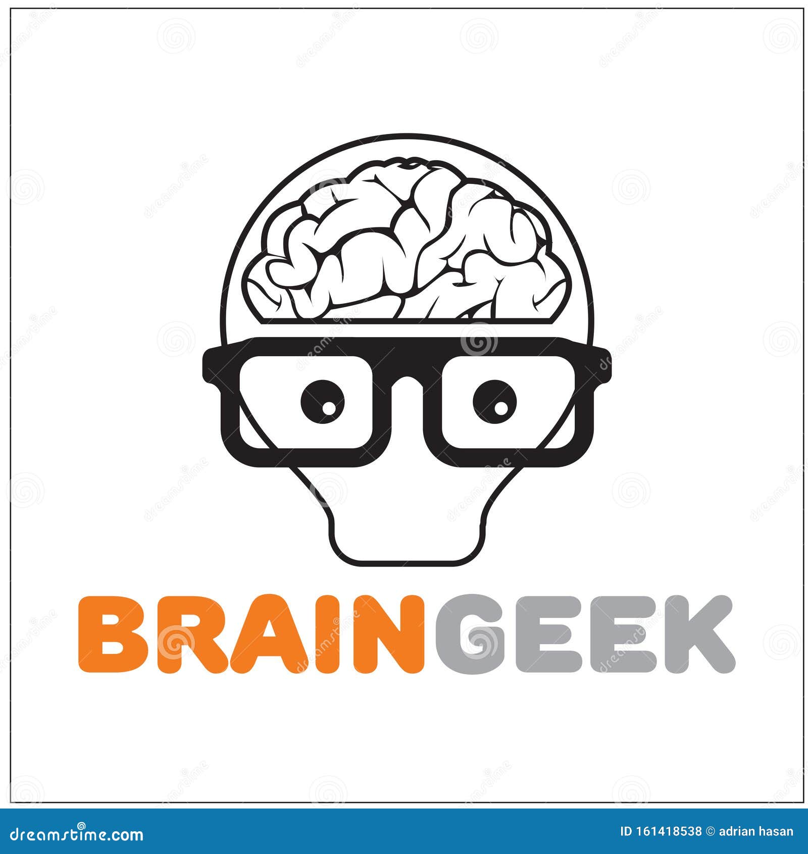 Brain Geek Simple Logo Vector Ilustration Stock Vector - Illustration ...