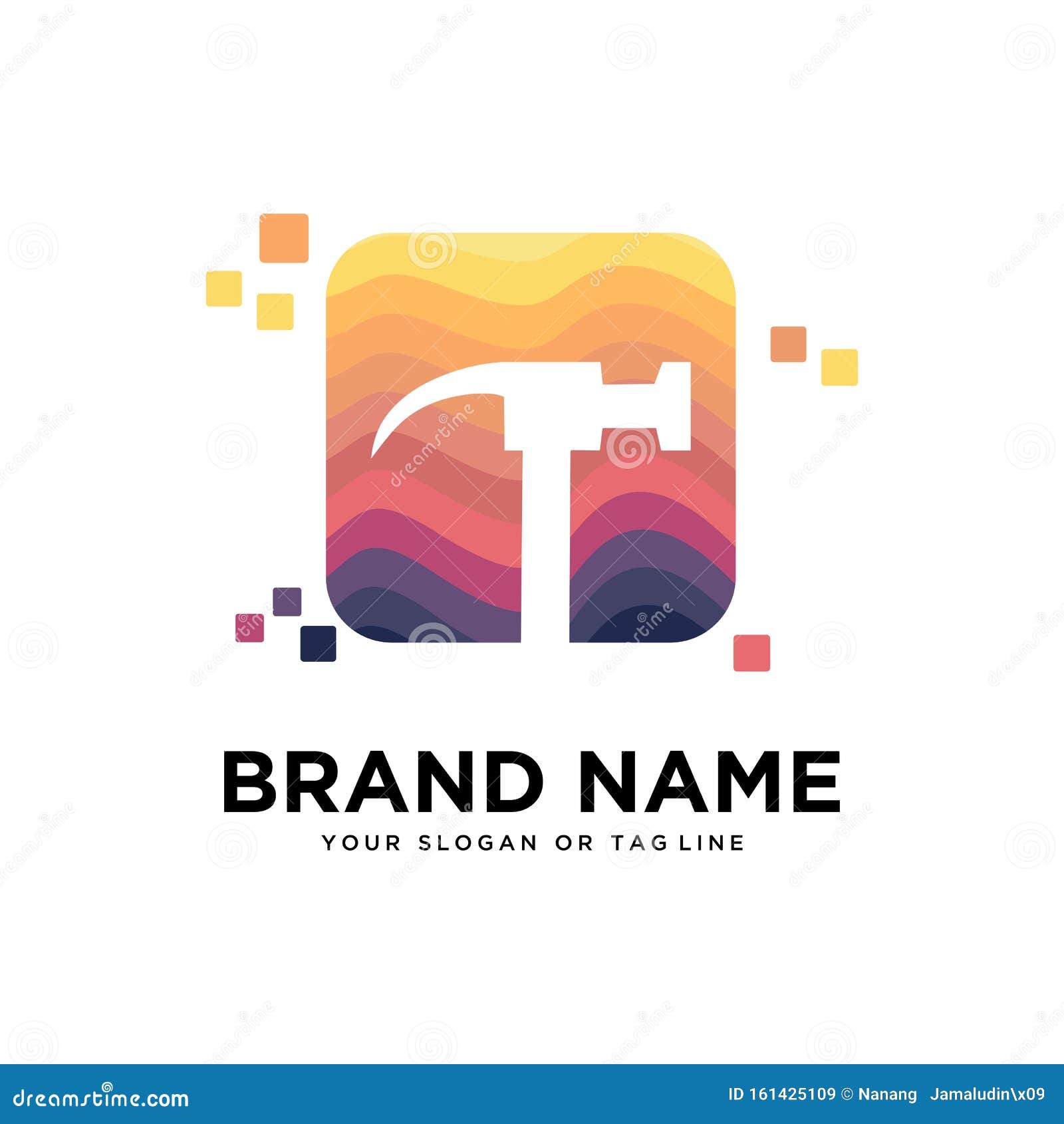 Hammer logo full color stock vector. Illustration of construction ...