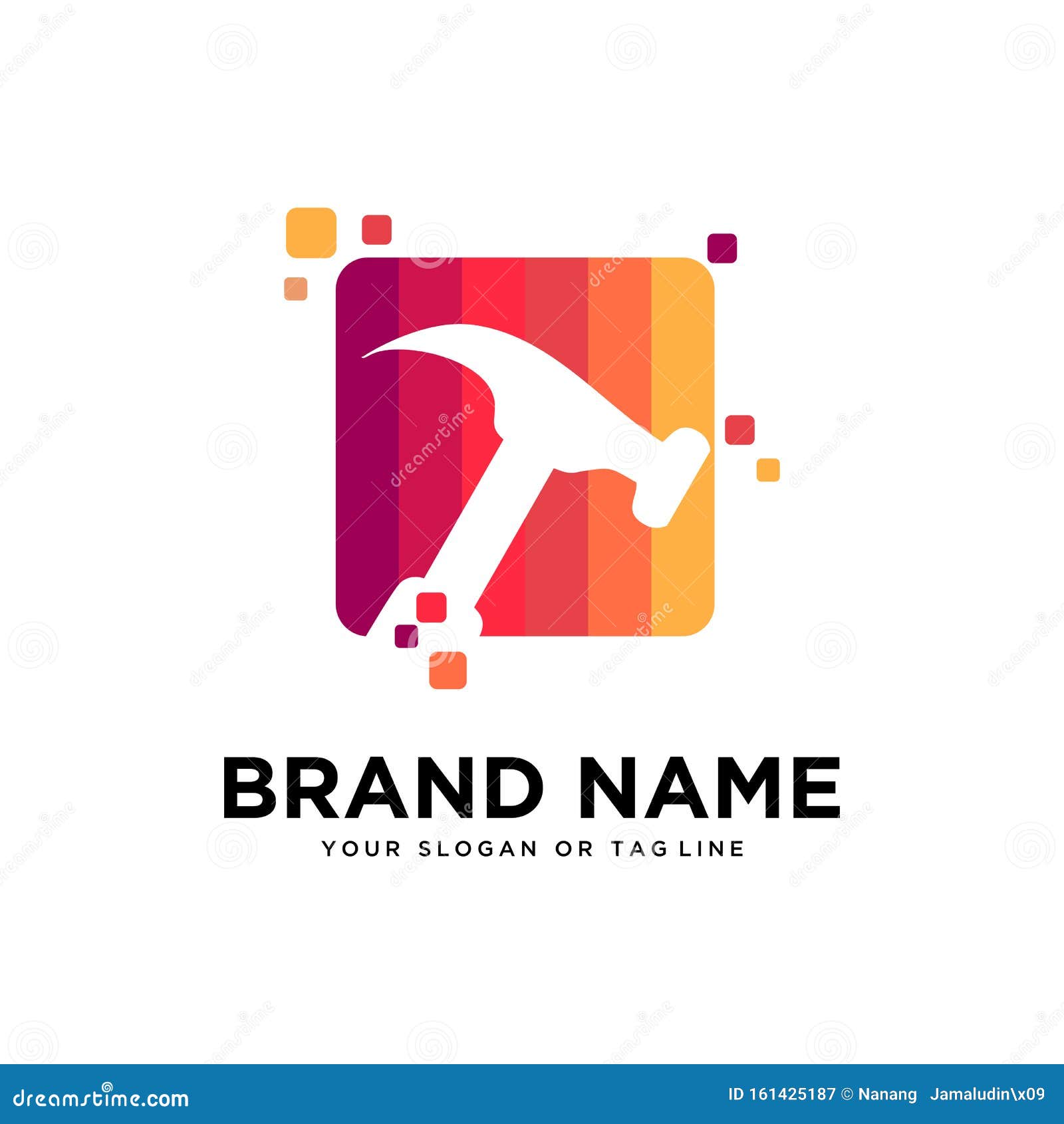Hammer logo full color stock vector. Illustration of building - 161425187
