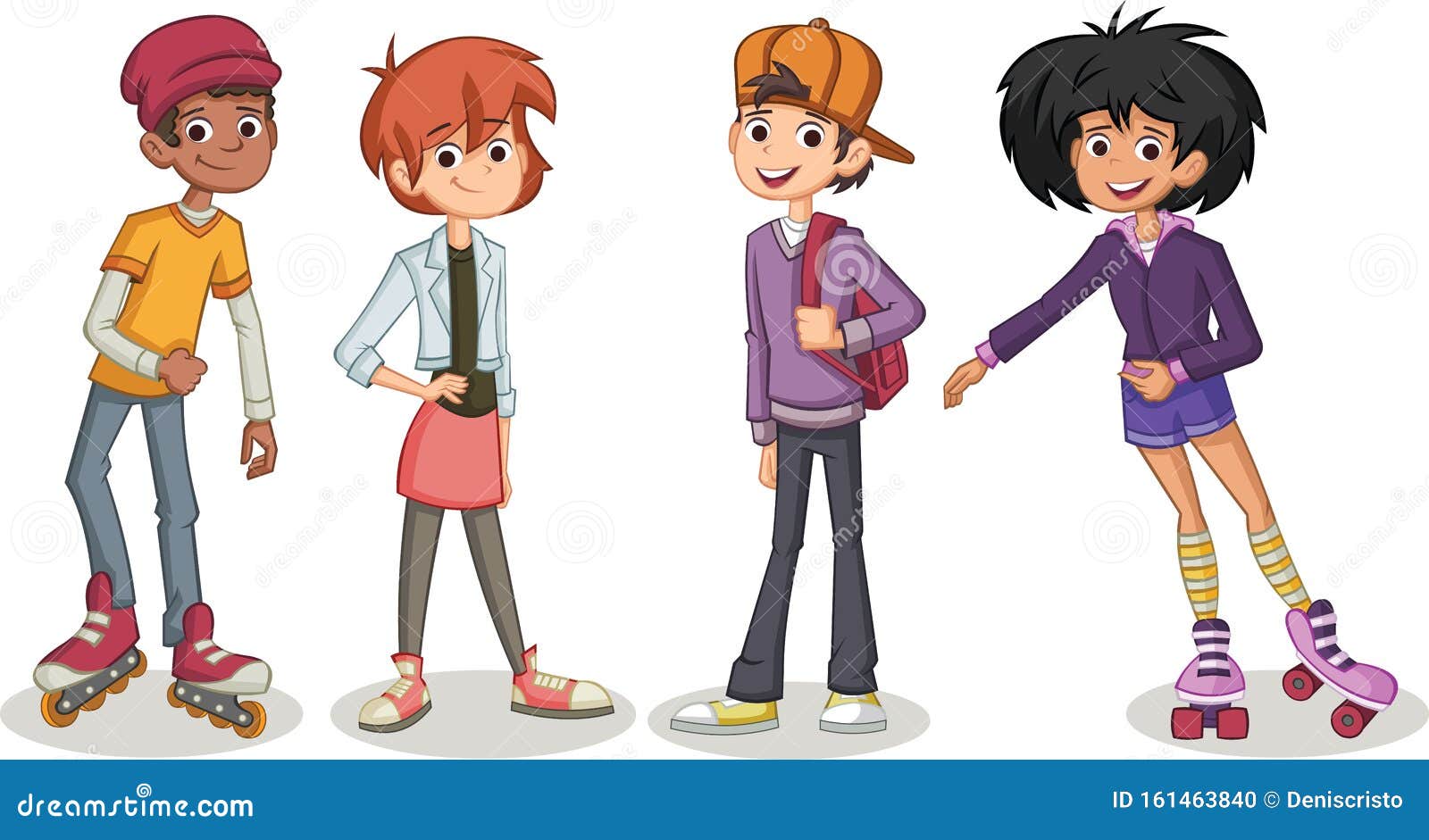 Group of Cartoon Young People. Stock Vector - Illustration of ...