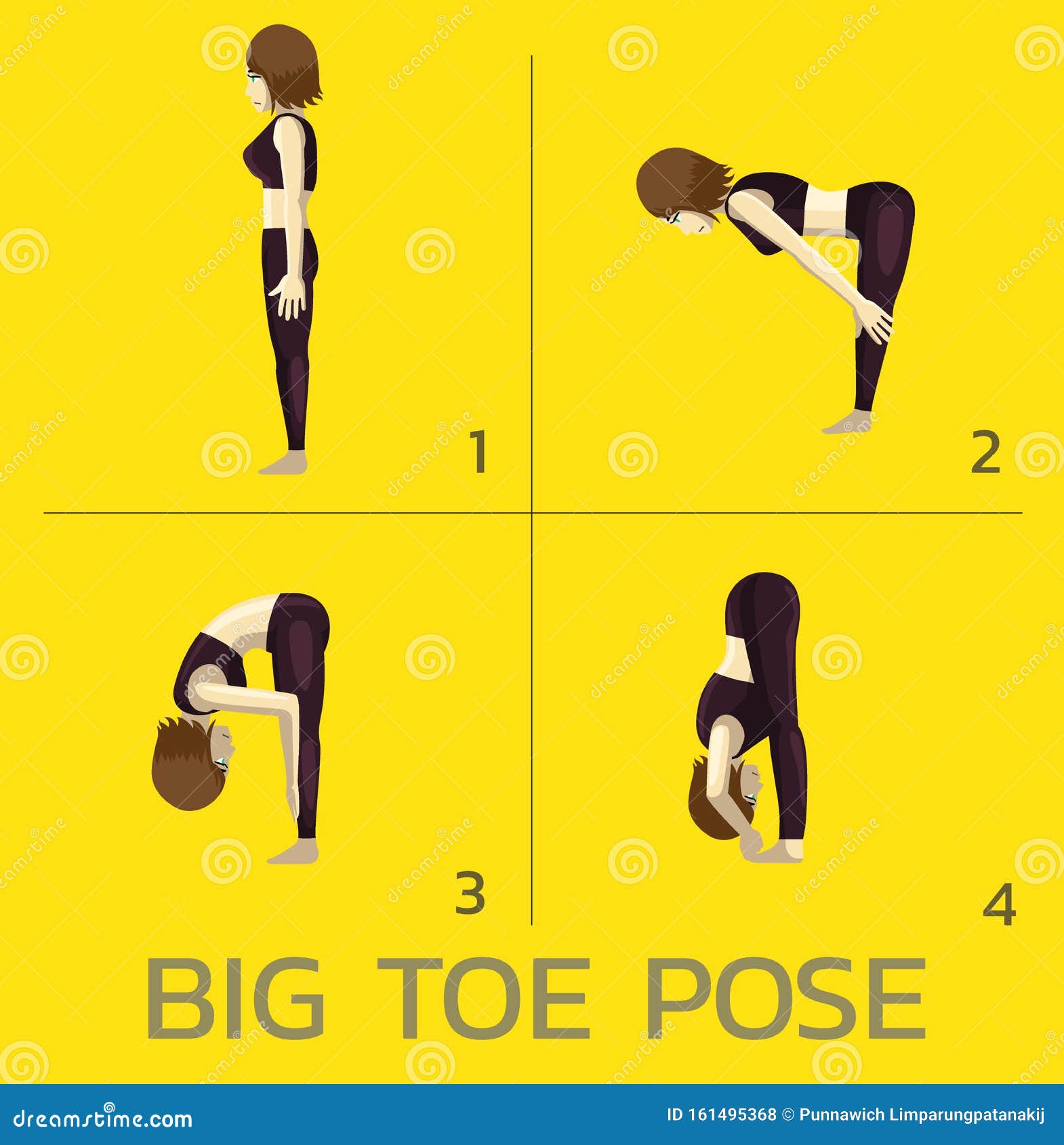Big Toe Pose Yoga Manga Tutorial How Cartoon Vector Illustration Stock ...