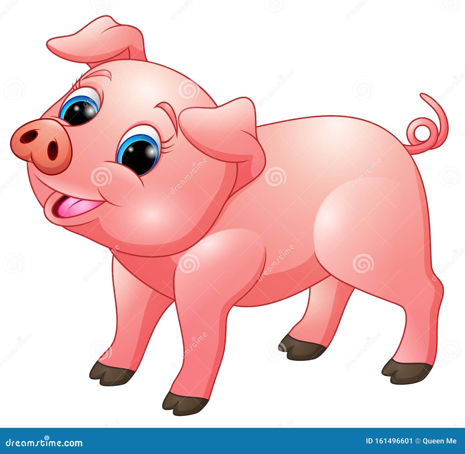 Cartoon Cute Pig Happy Smile Stock Illustration - Illustration of ...