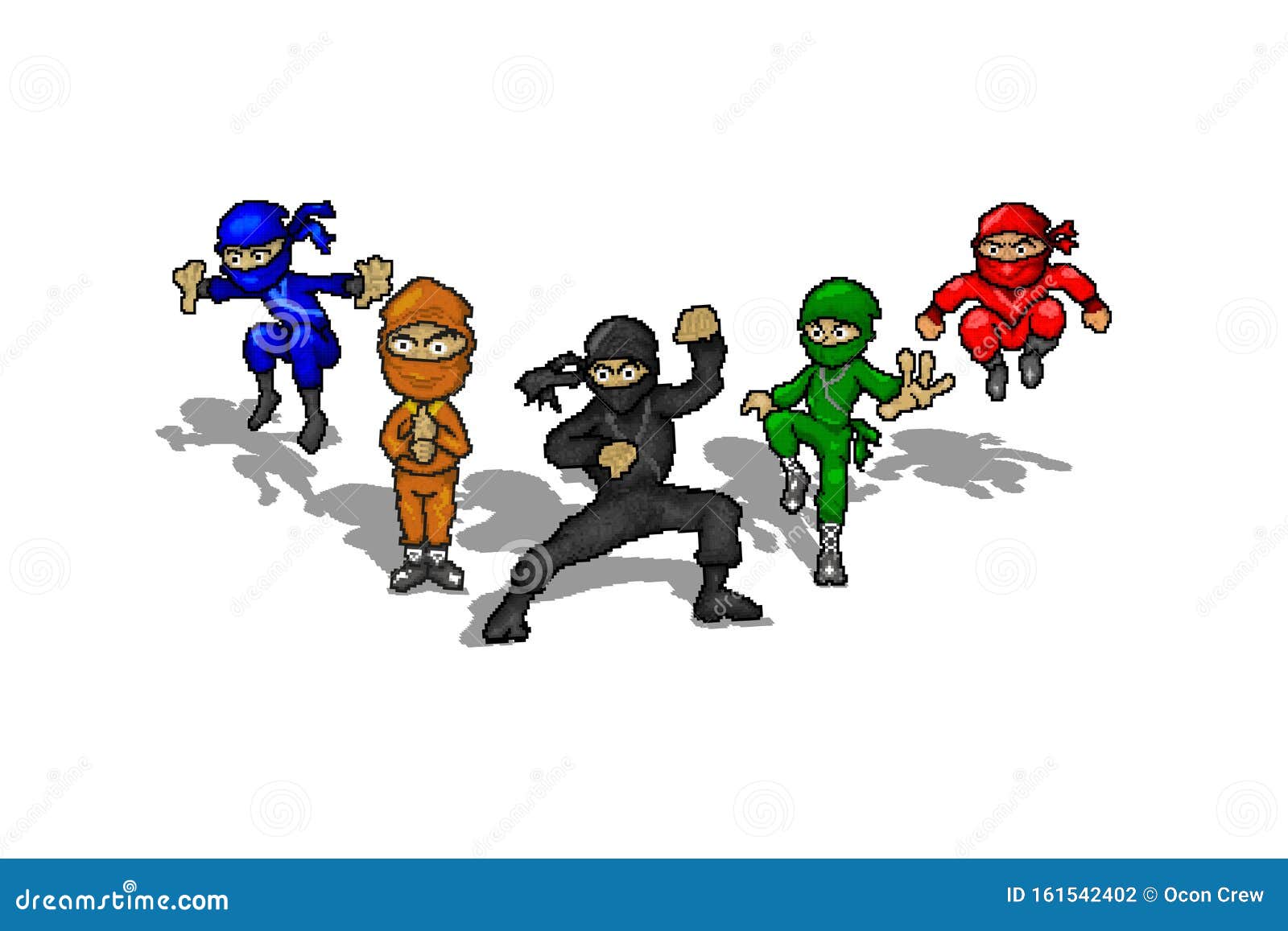 Ninjas Squad , Pixel Art Cartoons Character of Ninjas , Ninja Warrior ...