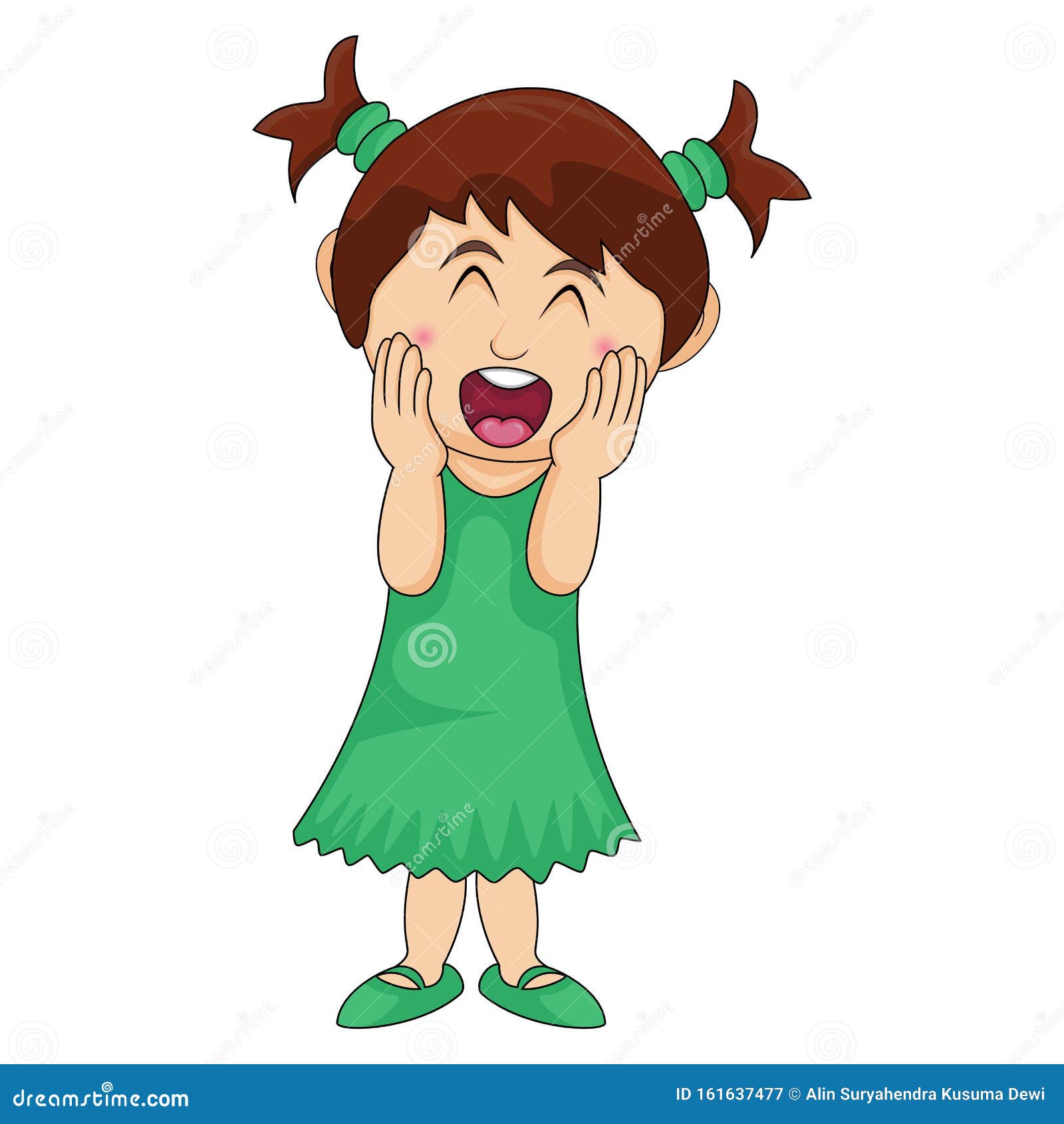 Beautiful Girl Blushing Shyly Cartoon Vector Illustration Stock Vector ...