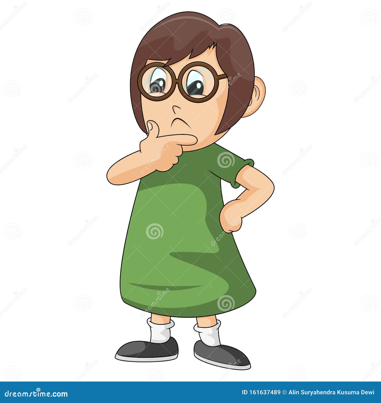 A Girl is Thinking Cartoon Vector Illustration Stock Vector ...