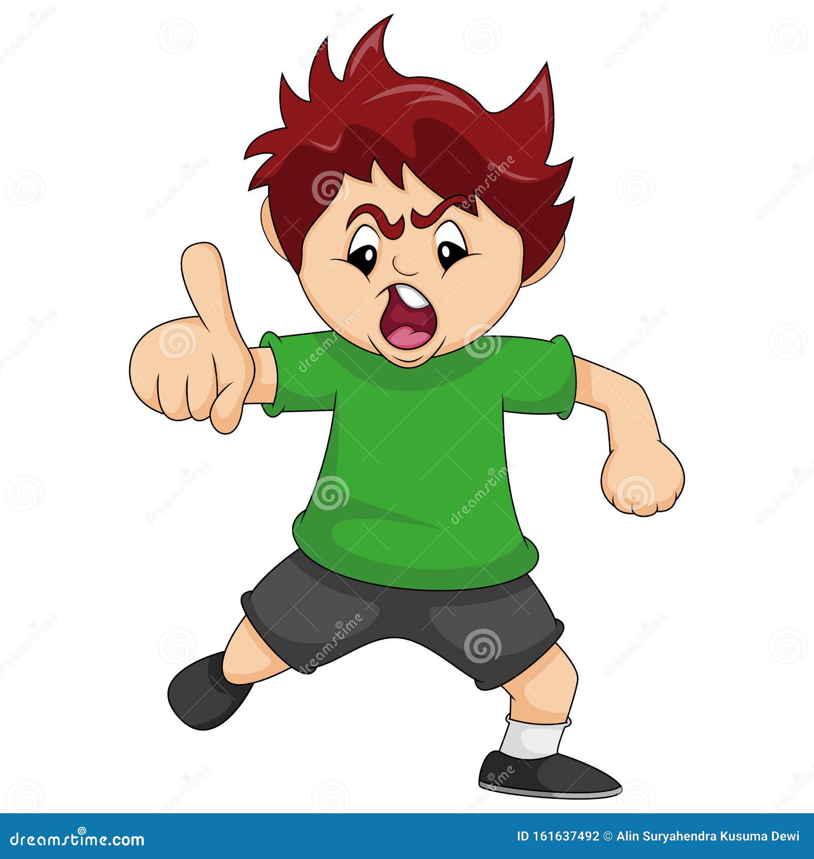 The Boy is Angry while Pointing His Finger Cartoon Vector Illustration ...