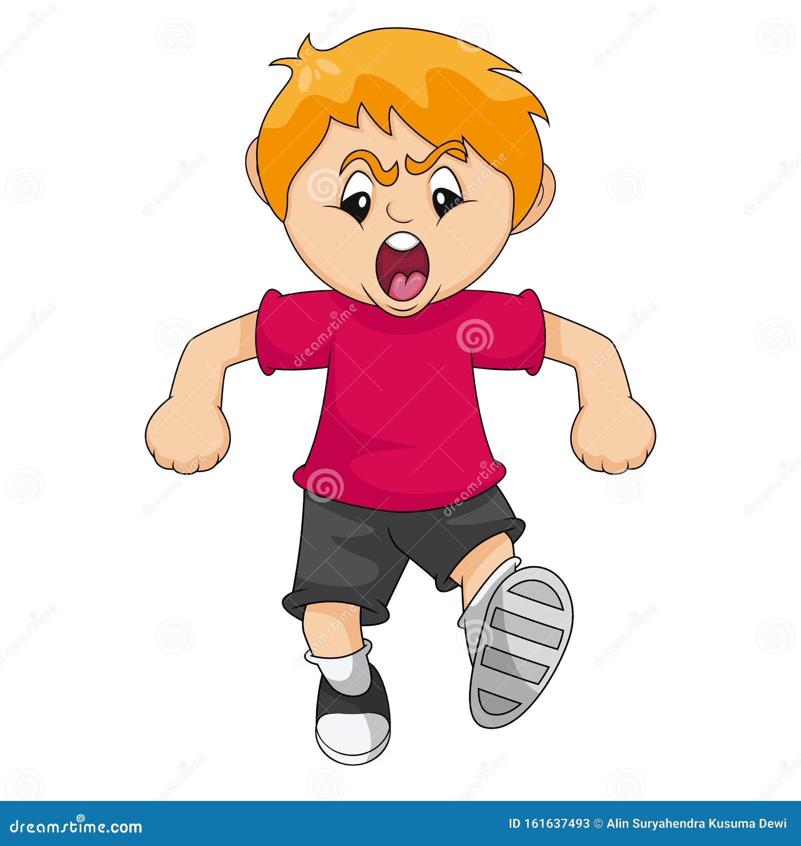The Boy is Walking and Angry Cartoon Image Illustration Stock Vector ...