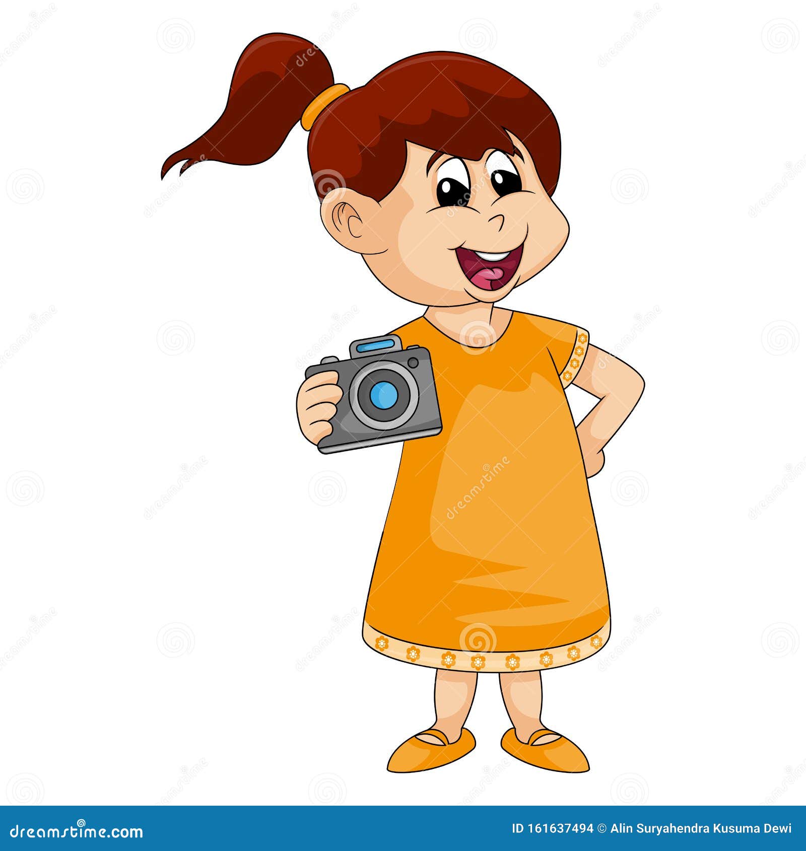 Pretty Girl with Camera Cartoon Vector Illustration Stock Vector ...