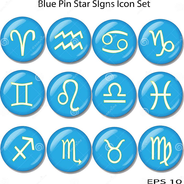 Blue Pin Star Sign Icon Set Stock Vector - Illustration of applications ...