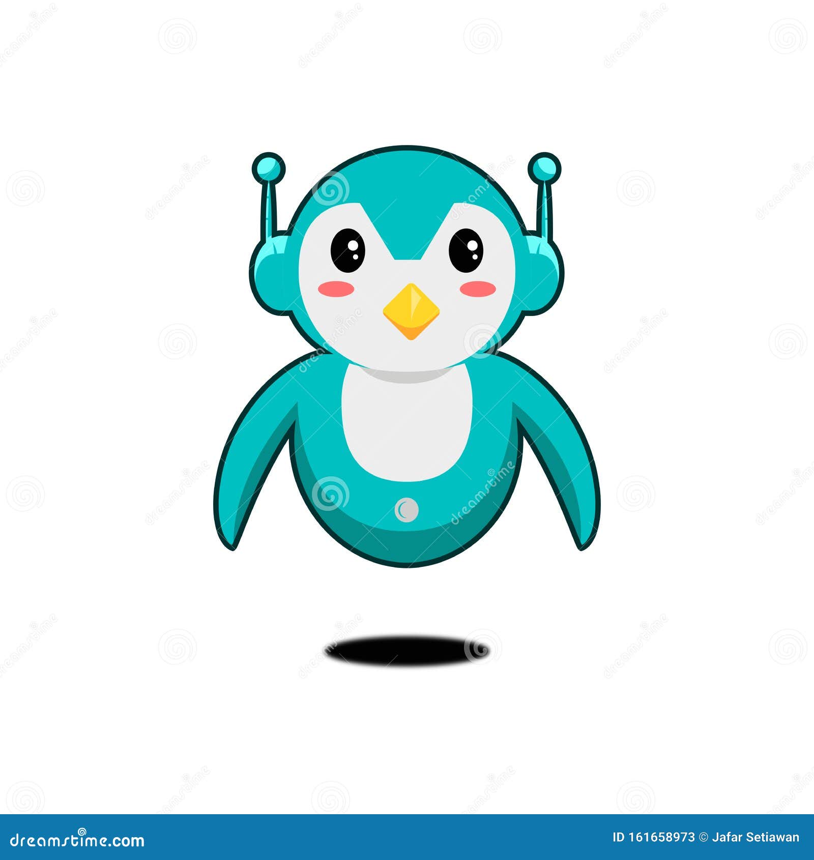 Cute Robot Pinguin Mascot on White Background Stock Illustration ...