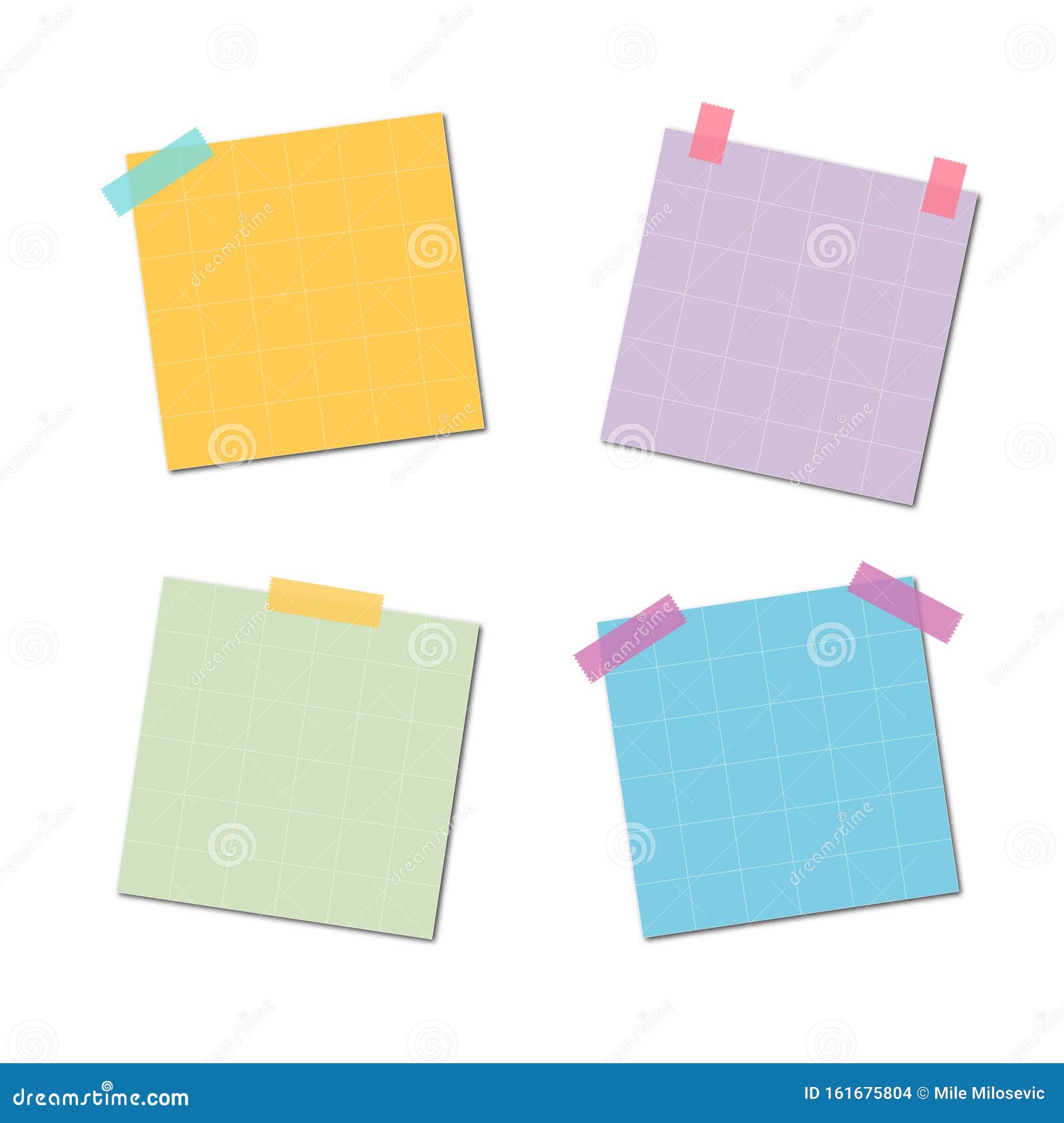 Blank Color Message Sticky Papers Set Vector Illustration Stock Vector ...