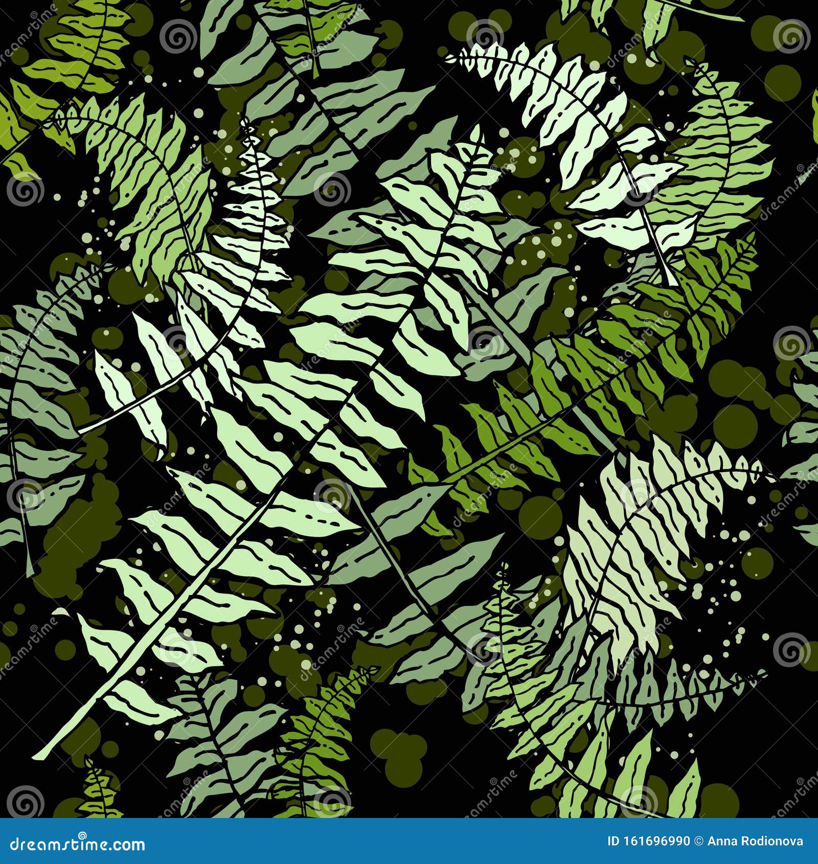 Seamless Pattern with Green Fern Leaf Stock Vector - Illustration of ...
