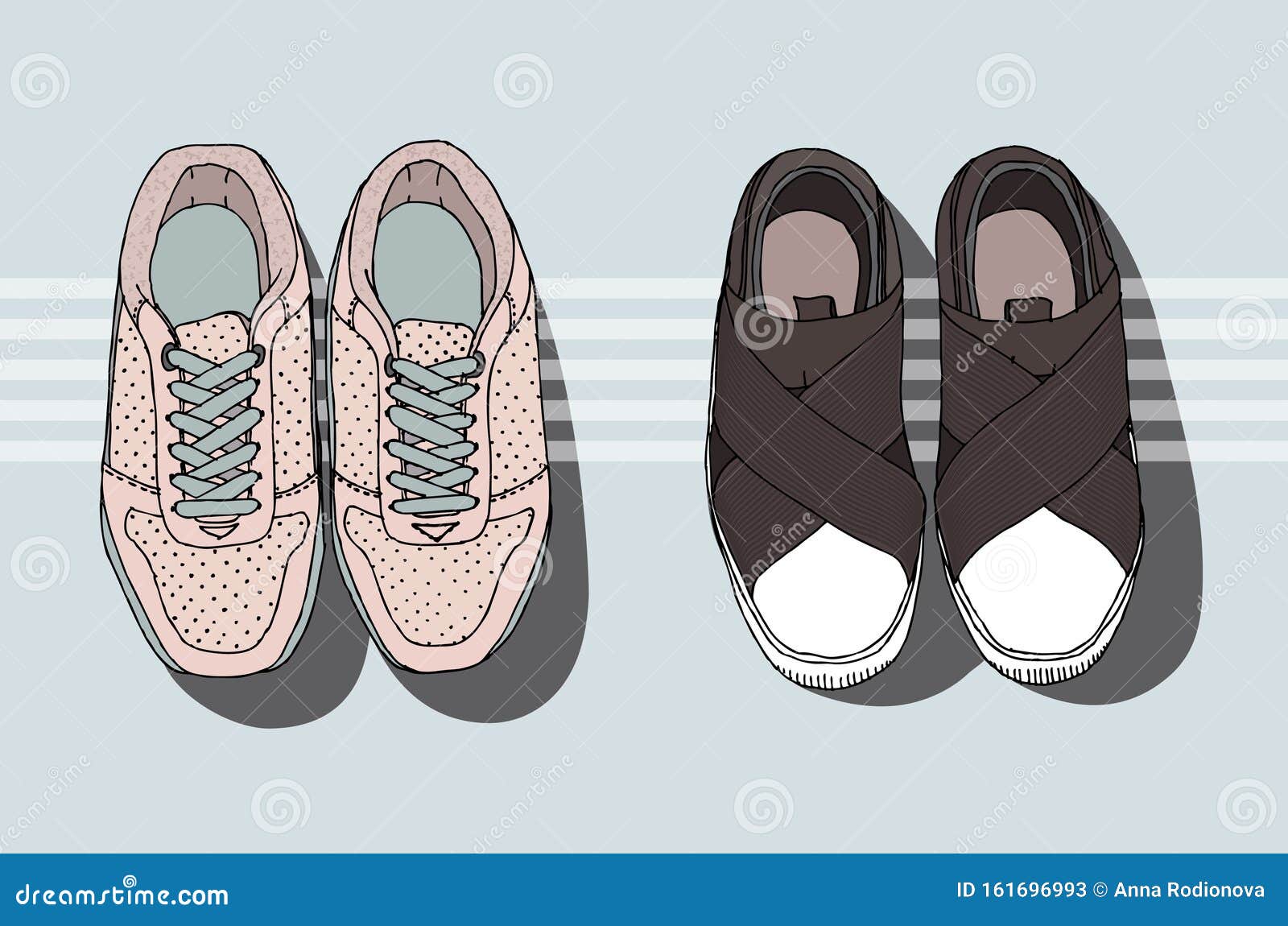 Two pairs of sports shoes stock vector. Illustration of black - 161696993