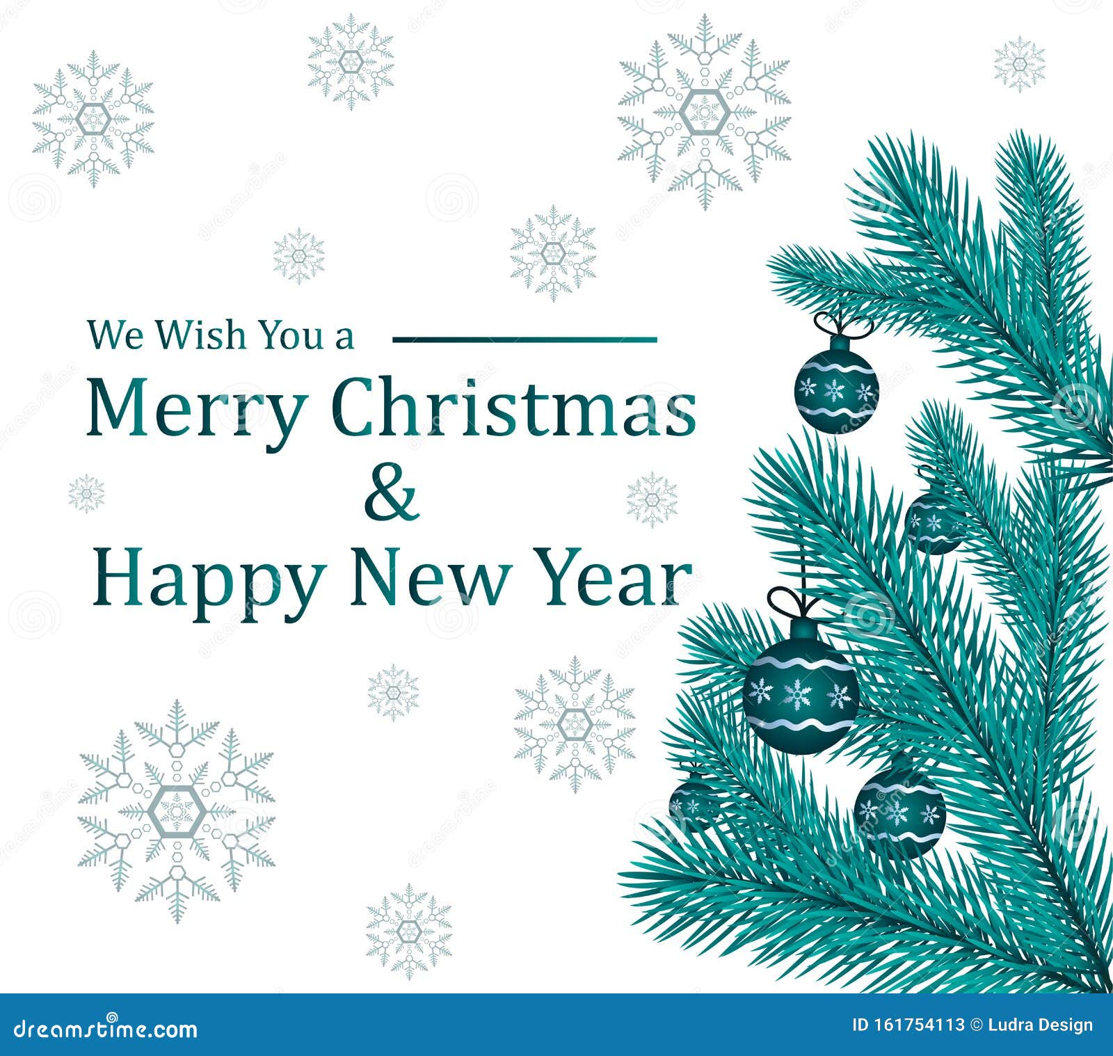 Blue Evergreen Tree with Snowflakes Stock Illustration - Illustration ...