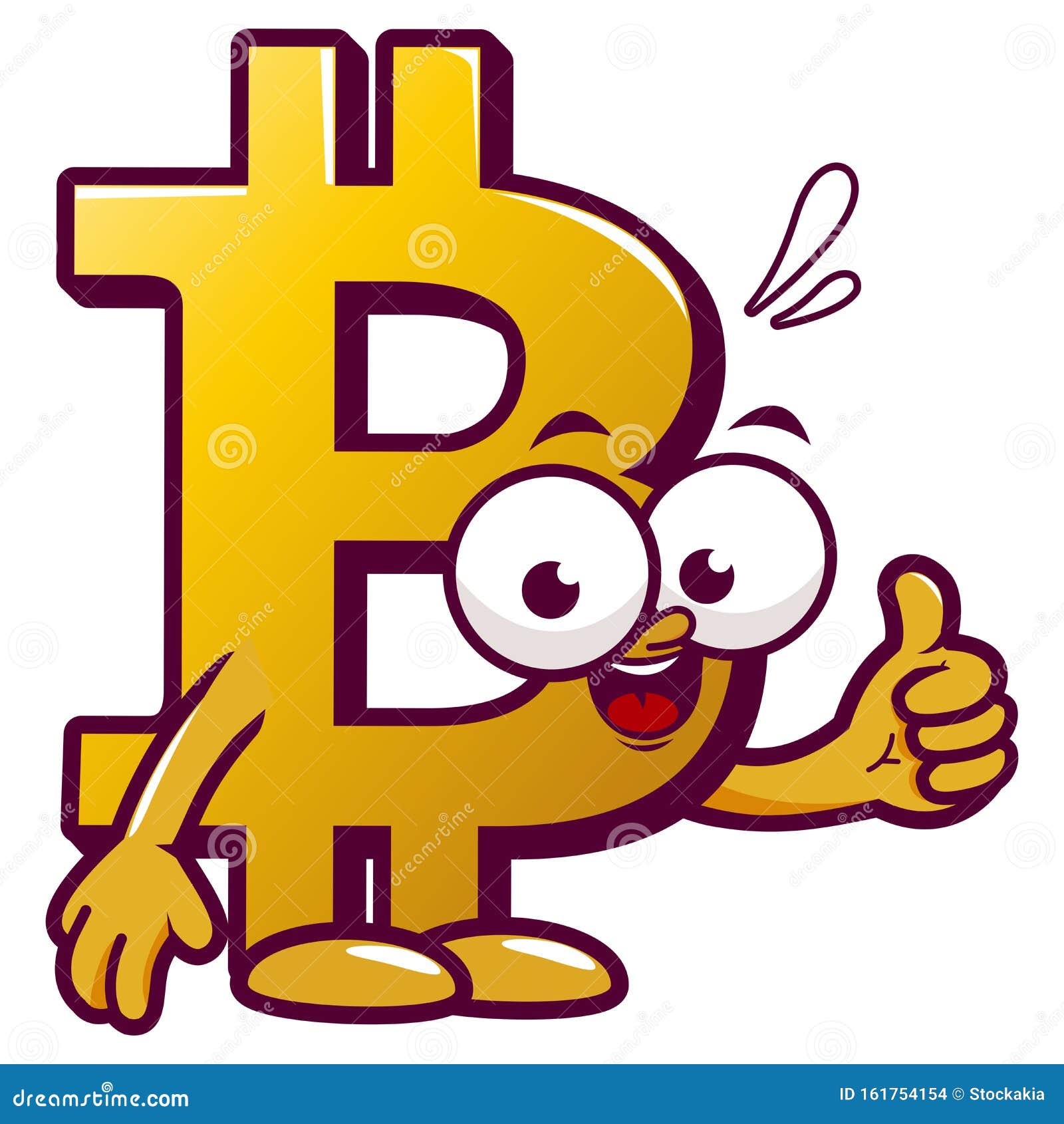 Cartoon Bitcoin. Cryptocurrency BTC Coin Price Illustration. Character ...