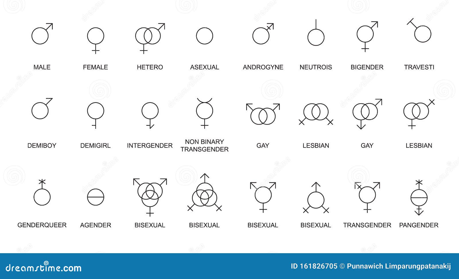 Asexual, Intergender, Third Gender Symbol Set. Low Poly, Wireframe ...