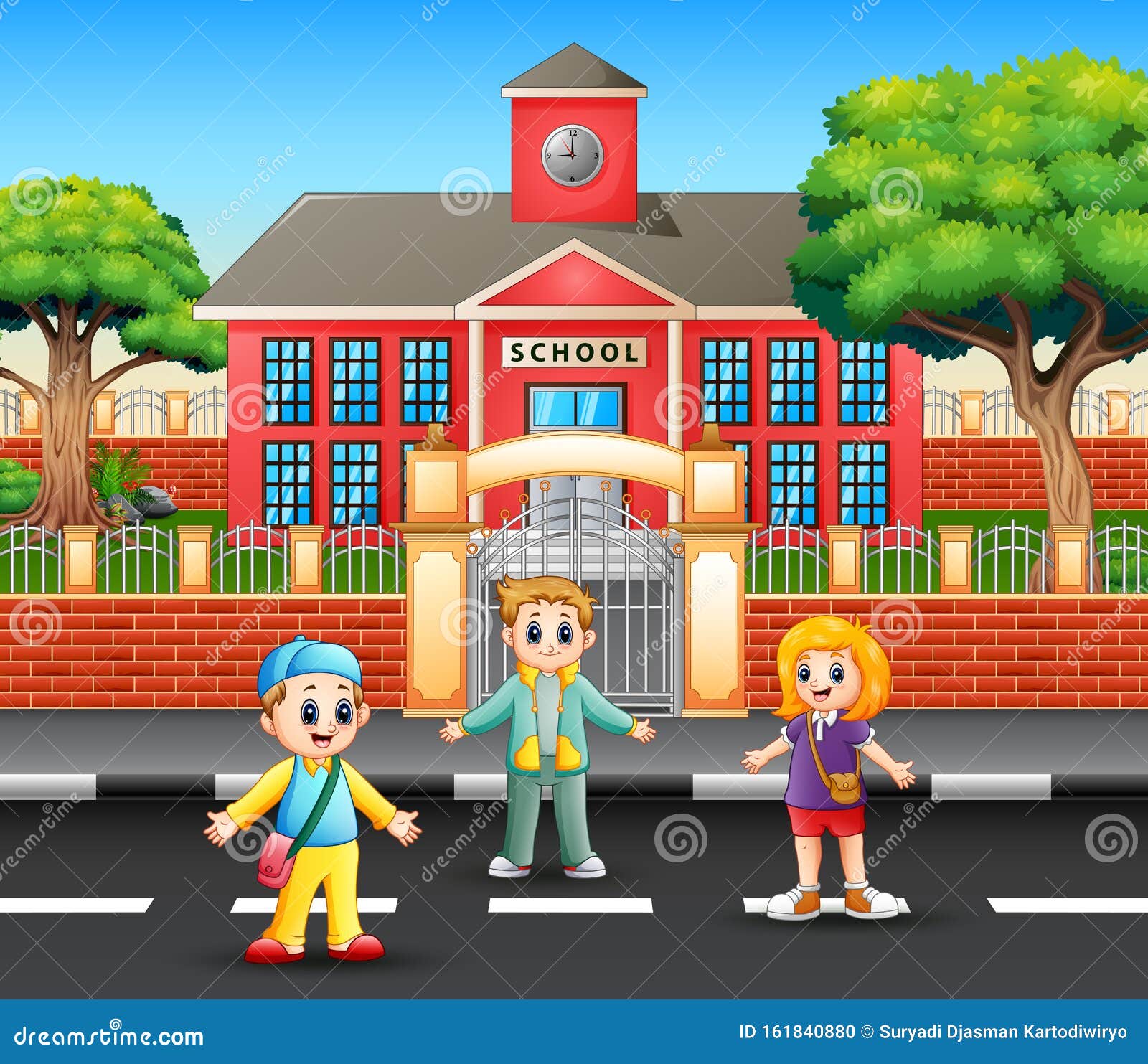 Printable Cartoon School Building