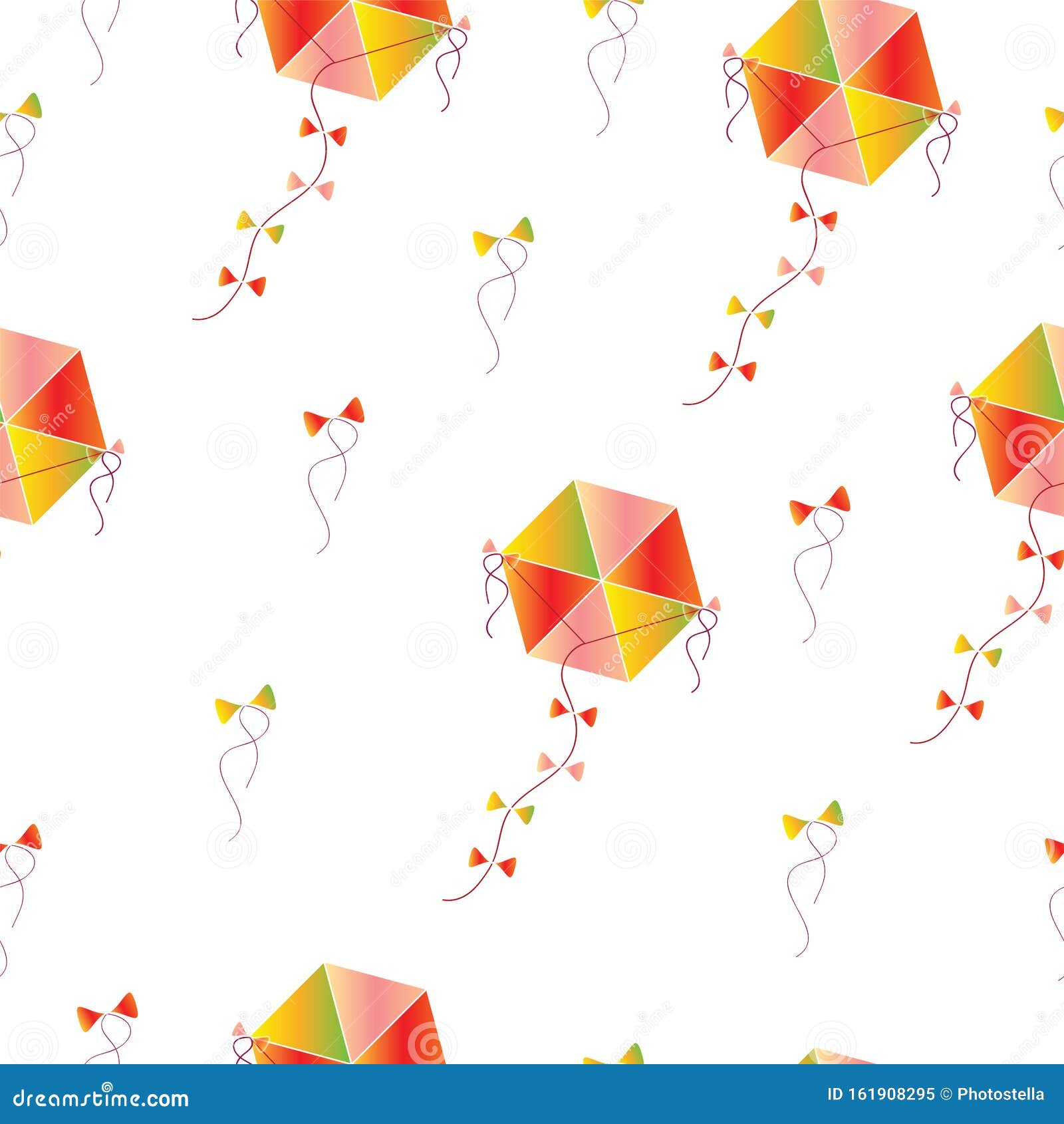 Orange Kites Shapes Scattered In Rows On Red Background Seamless ...