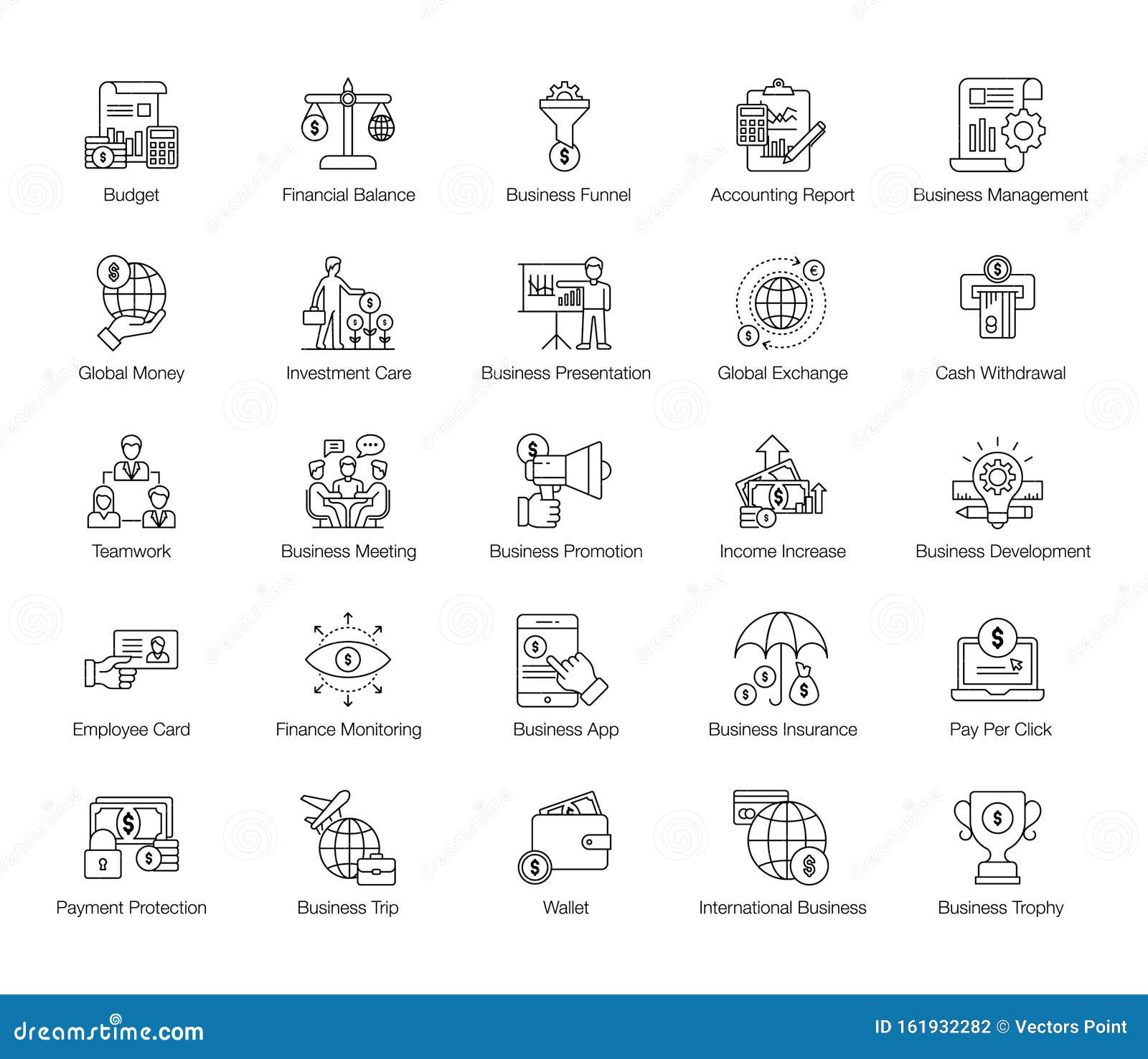 Pack of Finance Line Icons stock vector. Illustration of equity - 161932282