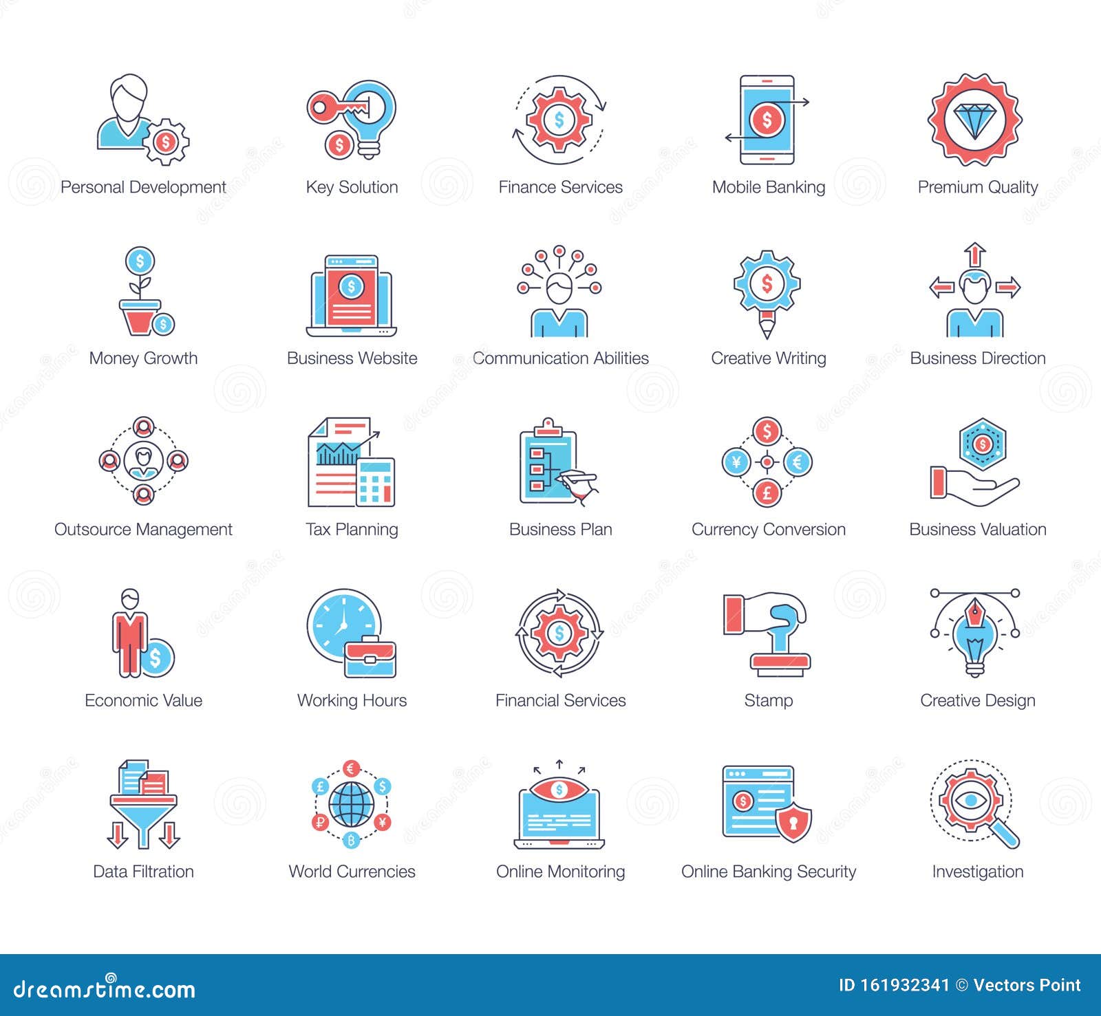 Financial Services Flat Icons Pack Stock Vector - Illustration of ...