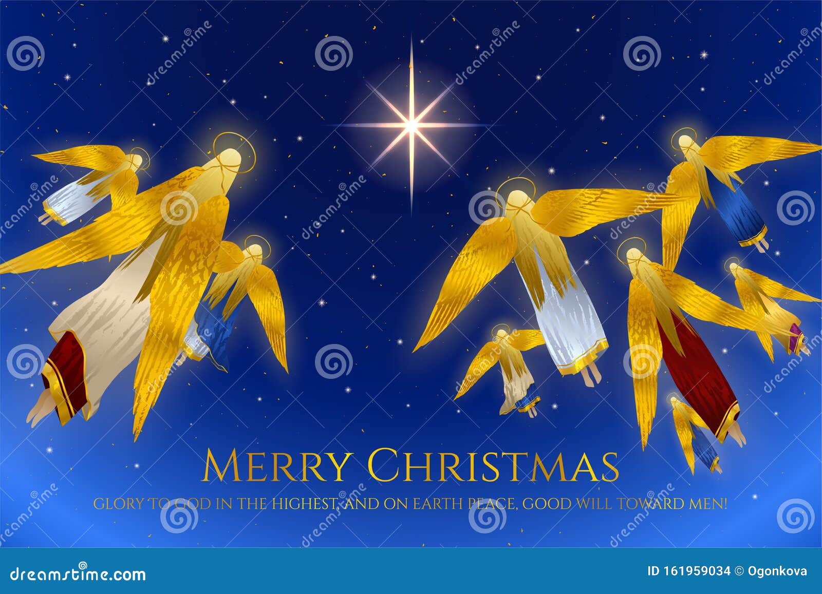 Christmas Holiday Background with Angels. Holy Night Vector ...