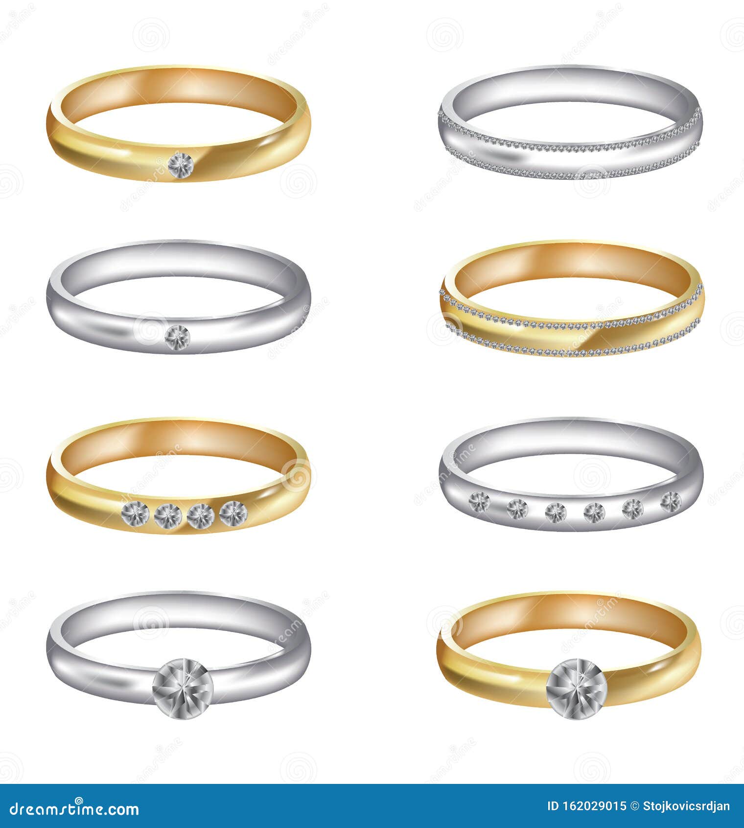 Gold and Silver Wedding Rings Set Stock Vector - Illustration of ...